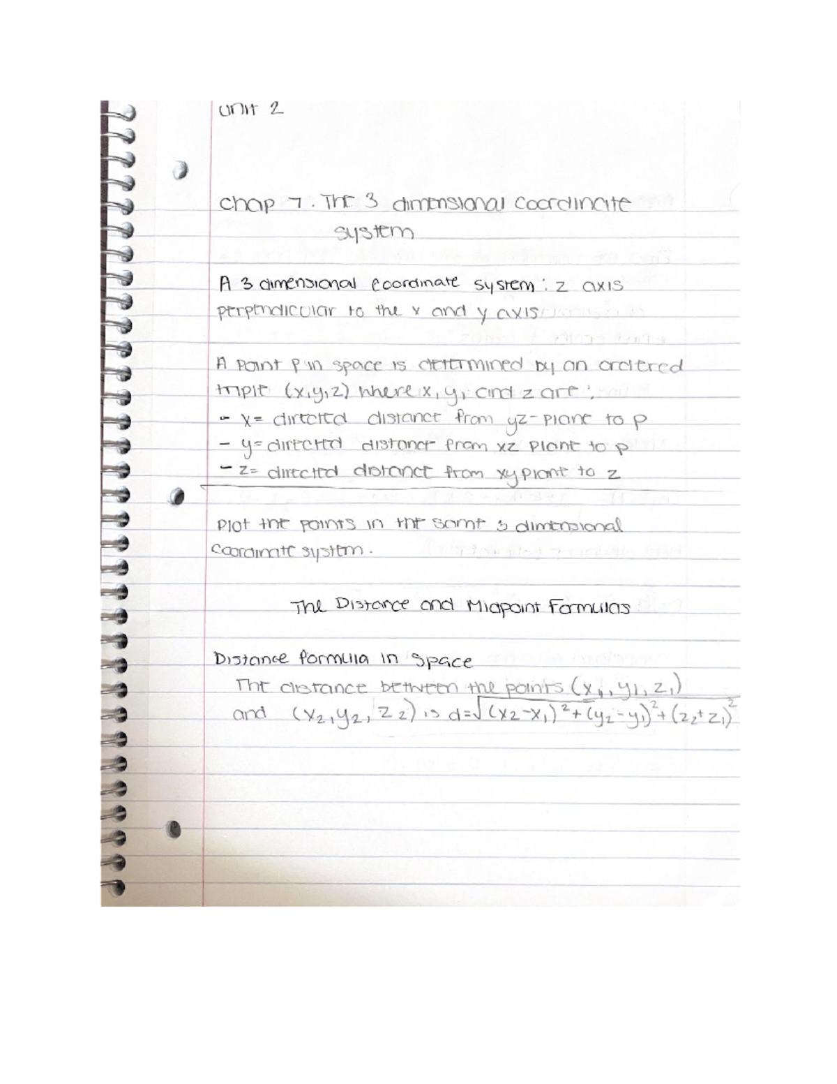 7.1, 3 dimmensional coordinate system - MTH 116 - Studocu