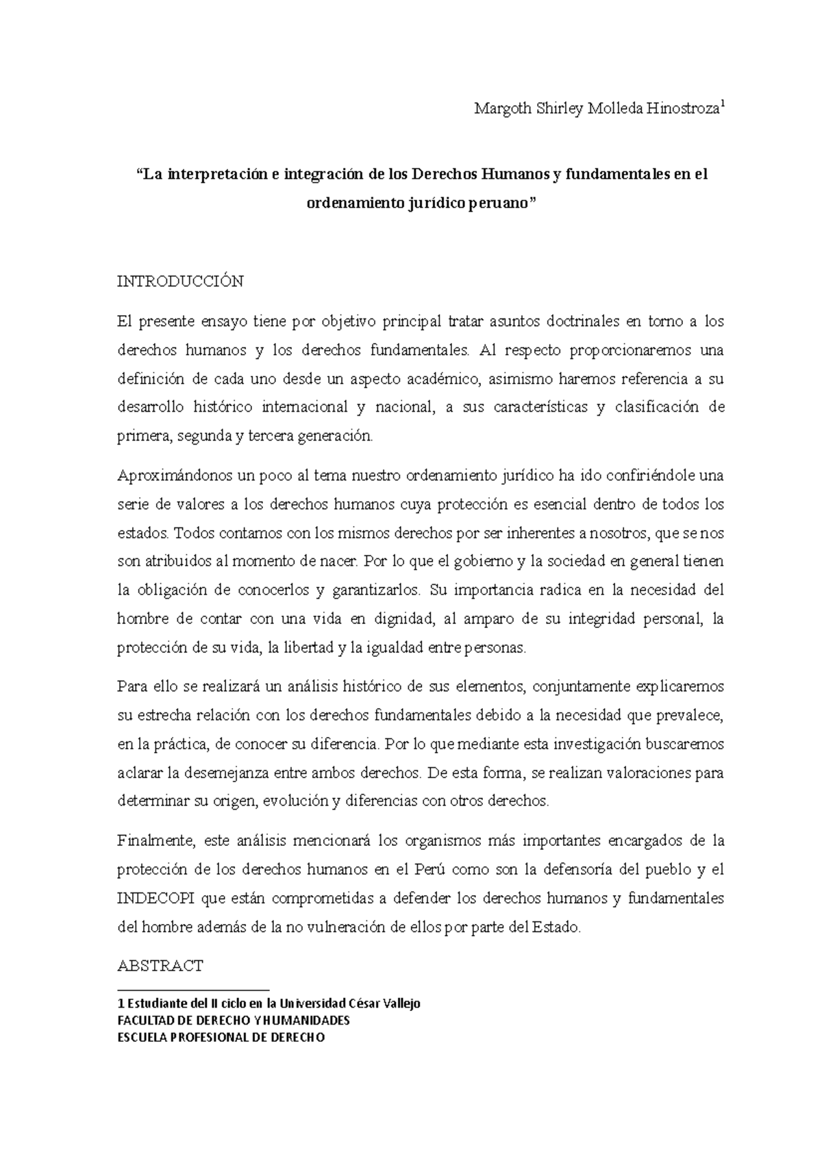 Modelo de Ensayo - Interesting - Margoth Shirley Molleda Hinostroza 1 ...