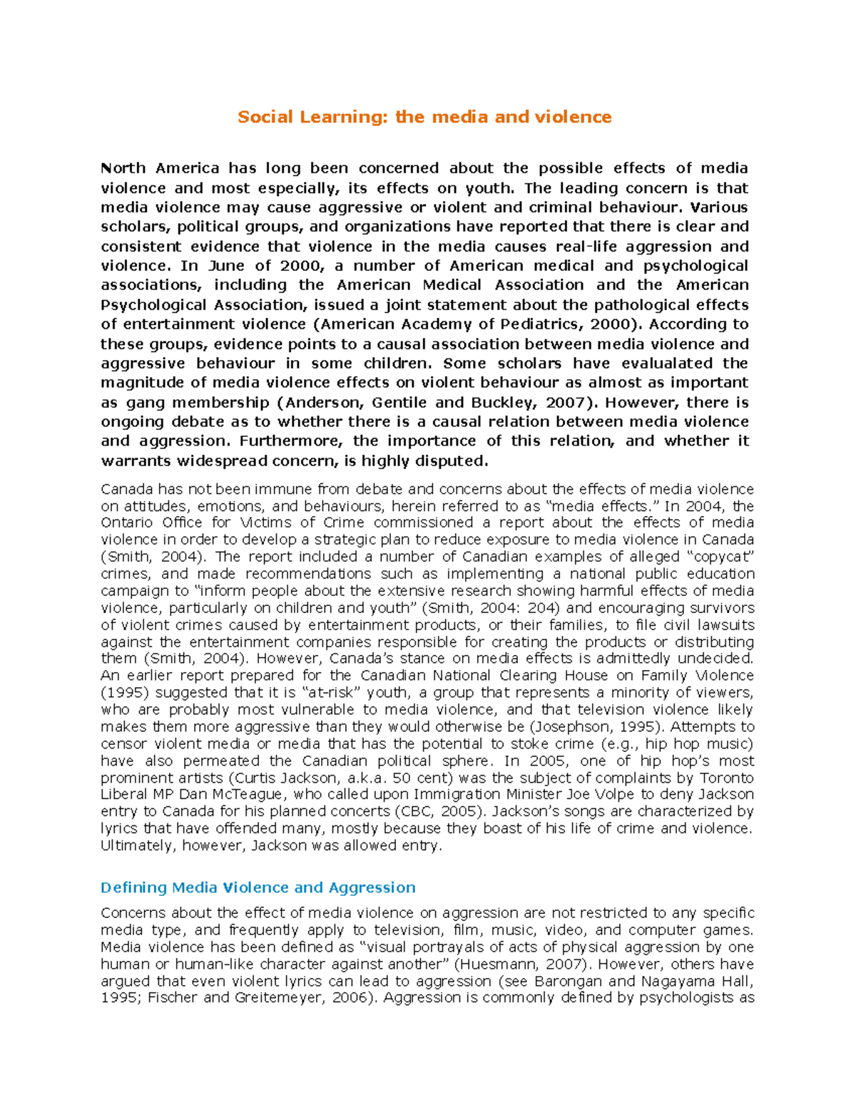 Application of learning theories - Social Learning: the media and ...