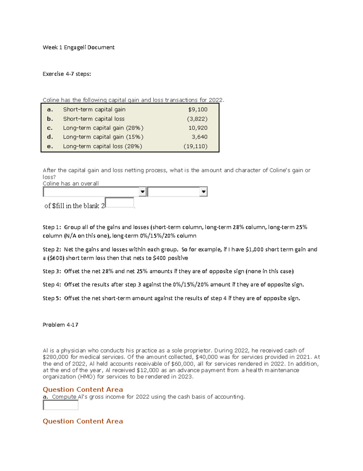 Week 1 Web EX - tax class webex - Week 1 Engageli Document Exercise 4-7 ...