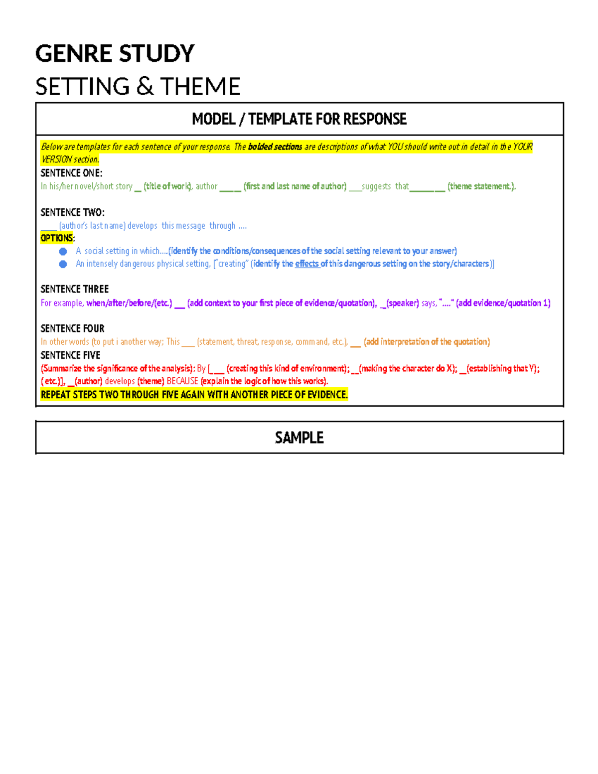 Copy of Genre Study Adventure Setting - GENRE STUDY SETTING & THEME ...