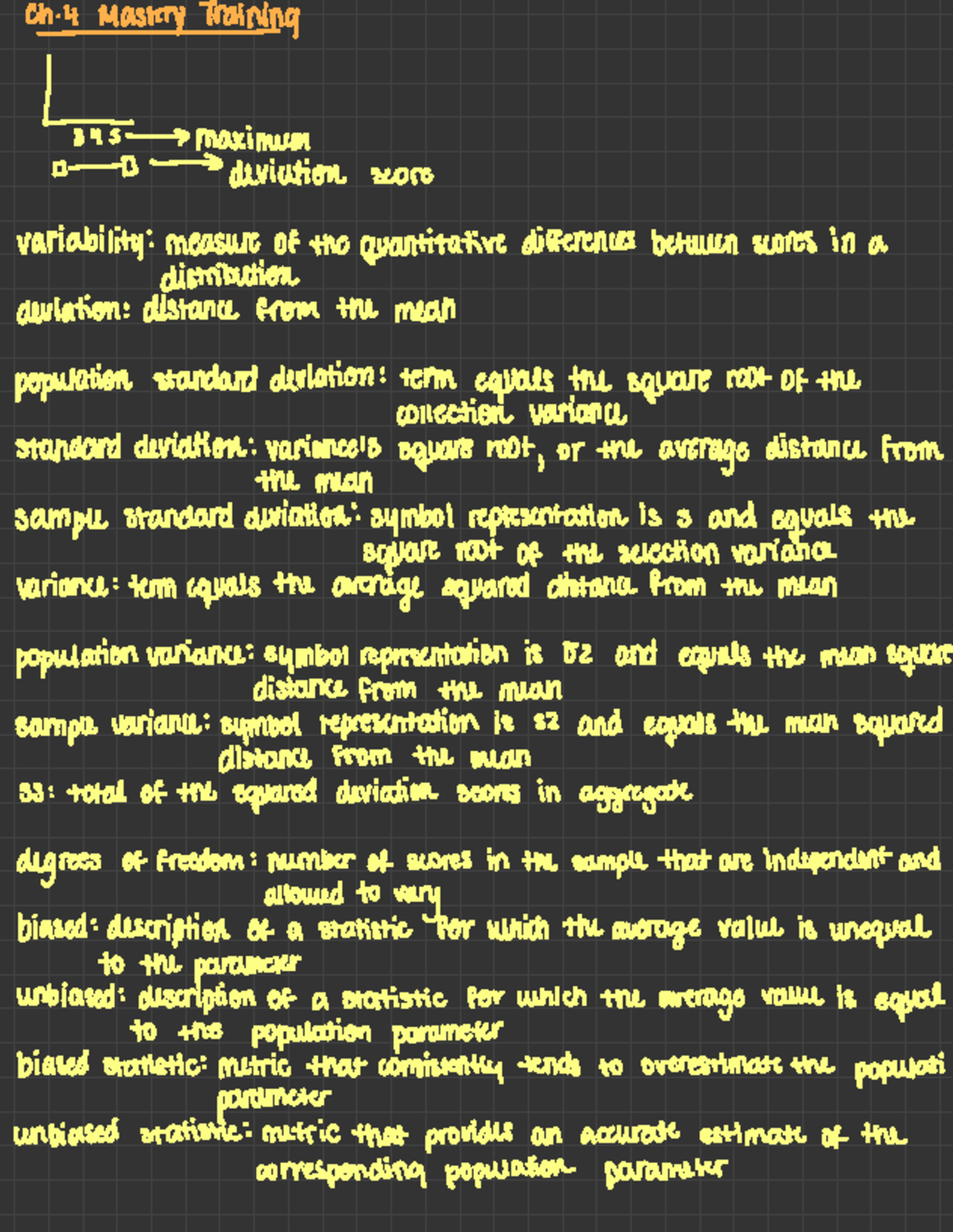 PSY 3234 Chapter 4 Vocabulary - Chiaiidg → maximum ☐→ → deviation score ...