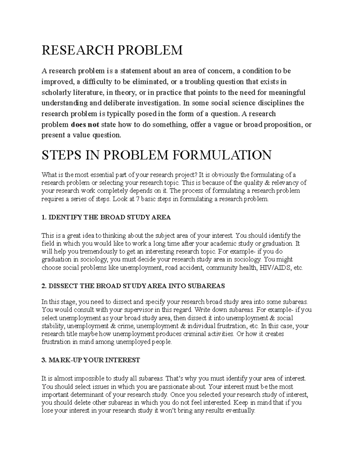 Research Problem - RESEARCH PROBLEM A research problem is a statement ...