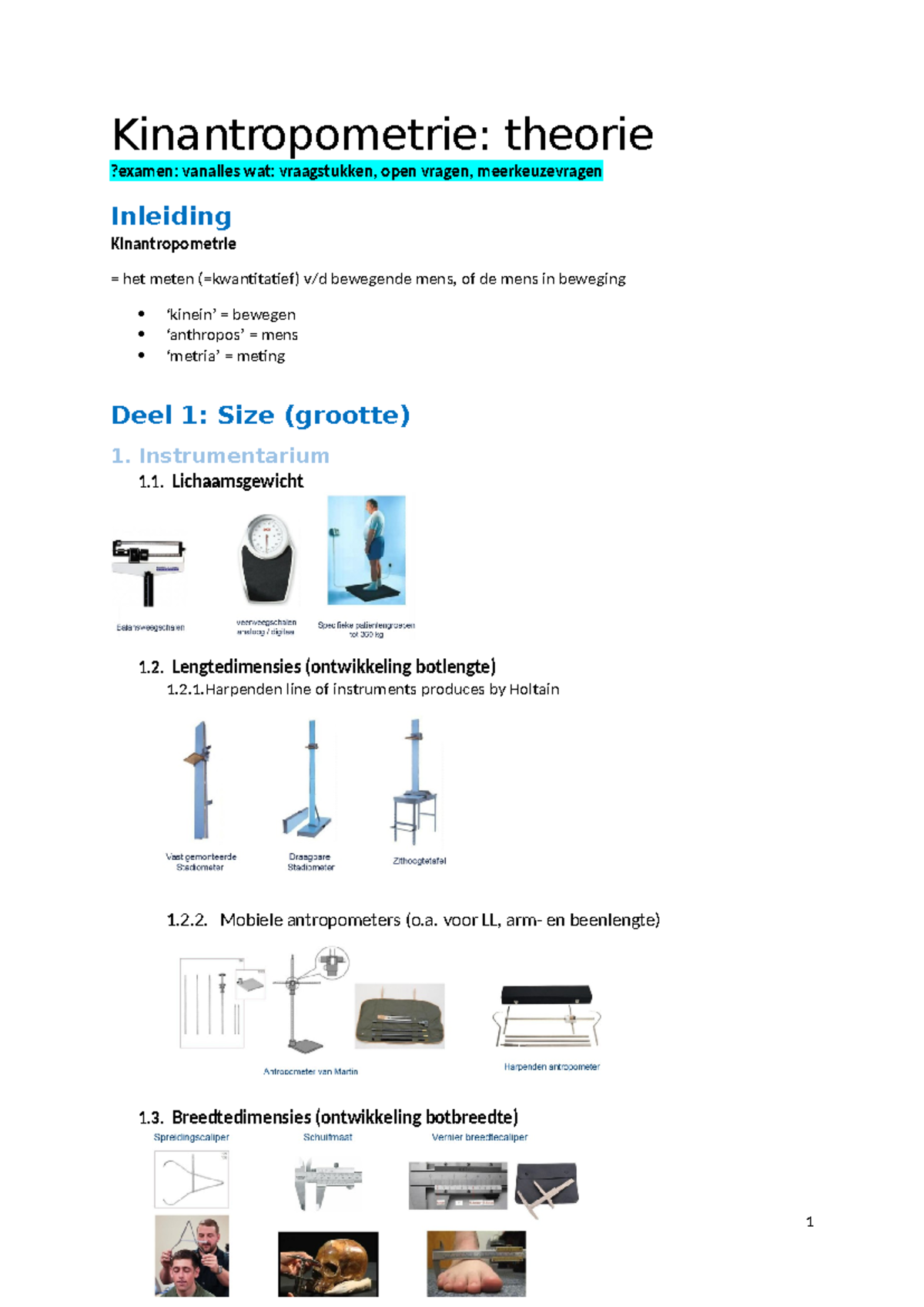 Samenvatting Kinantropometrie Theorie - Kinantropometrie: theorie ...