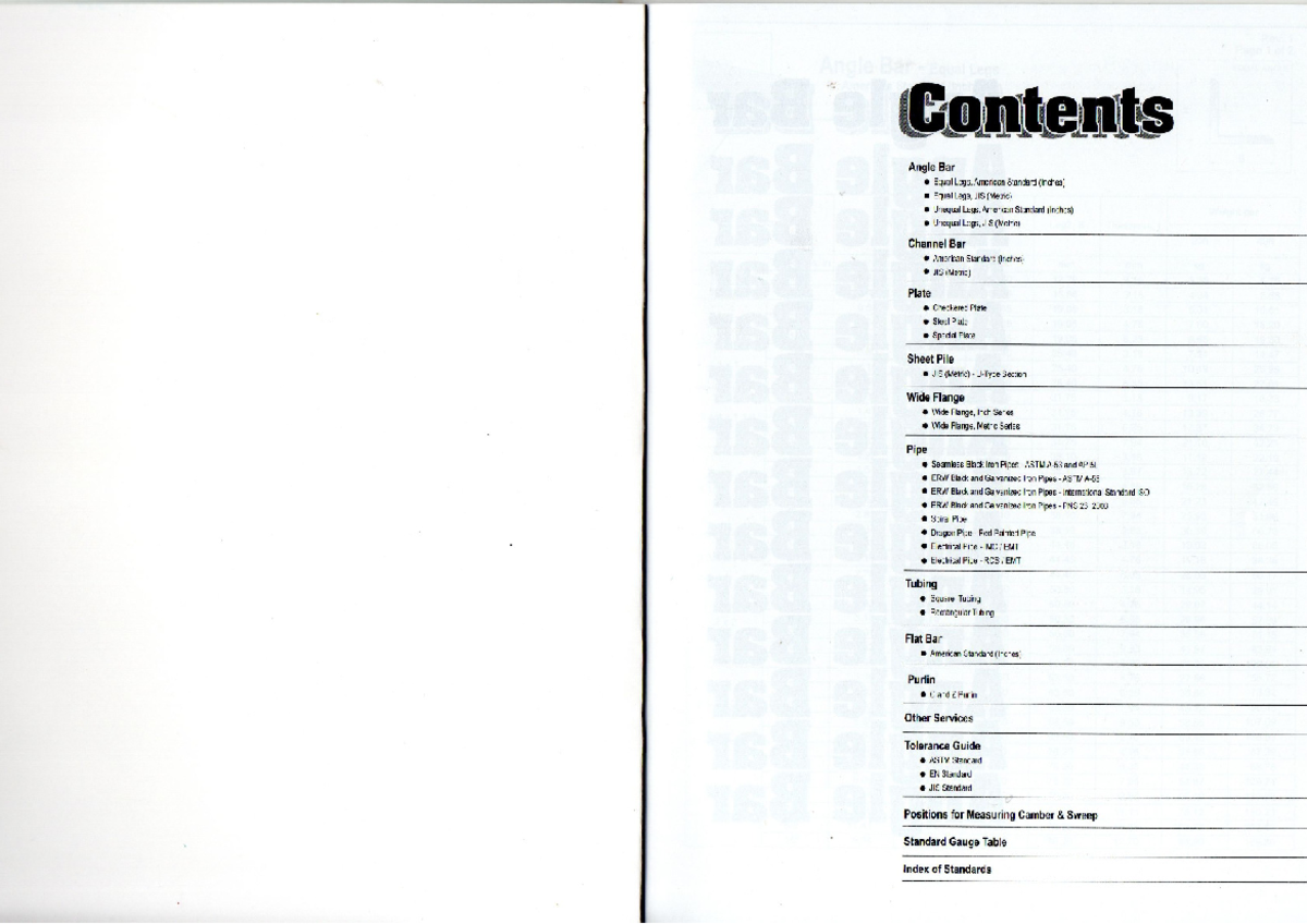 Regan Essential Reference to Steel - Contents Angle Bar Equal Legs ...