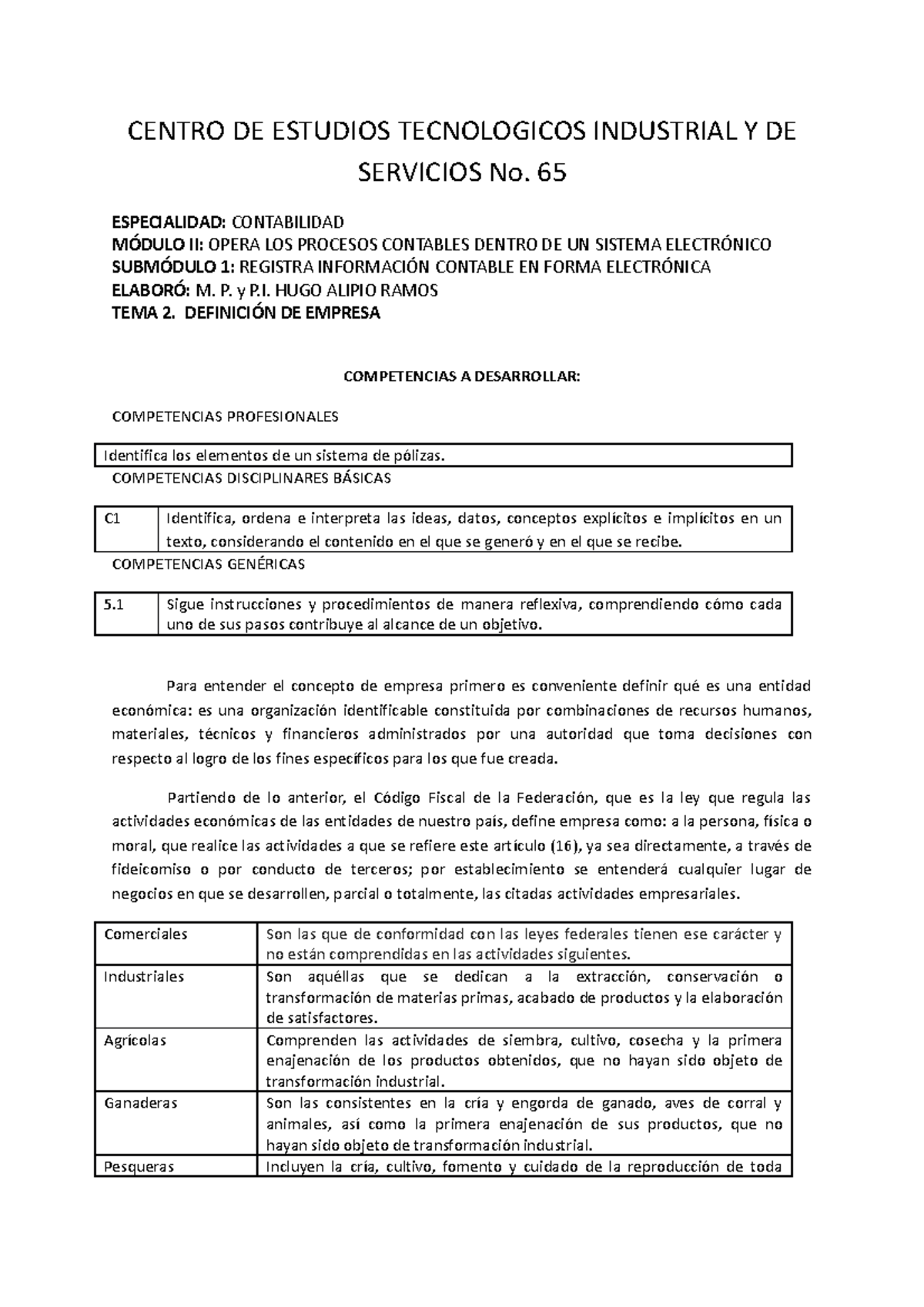 Tema 2 Definicion de empresa - CENTRO DE ESTUDIOS TECNOLOGICOS ...