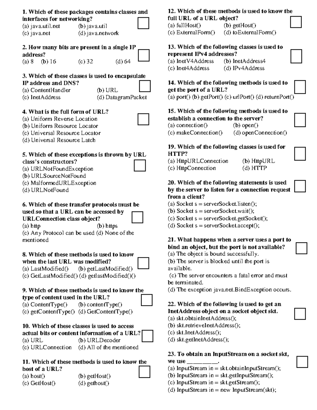 Unit 4 Networking - Which of these packages contains classes and interfaces for networking? (a ...