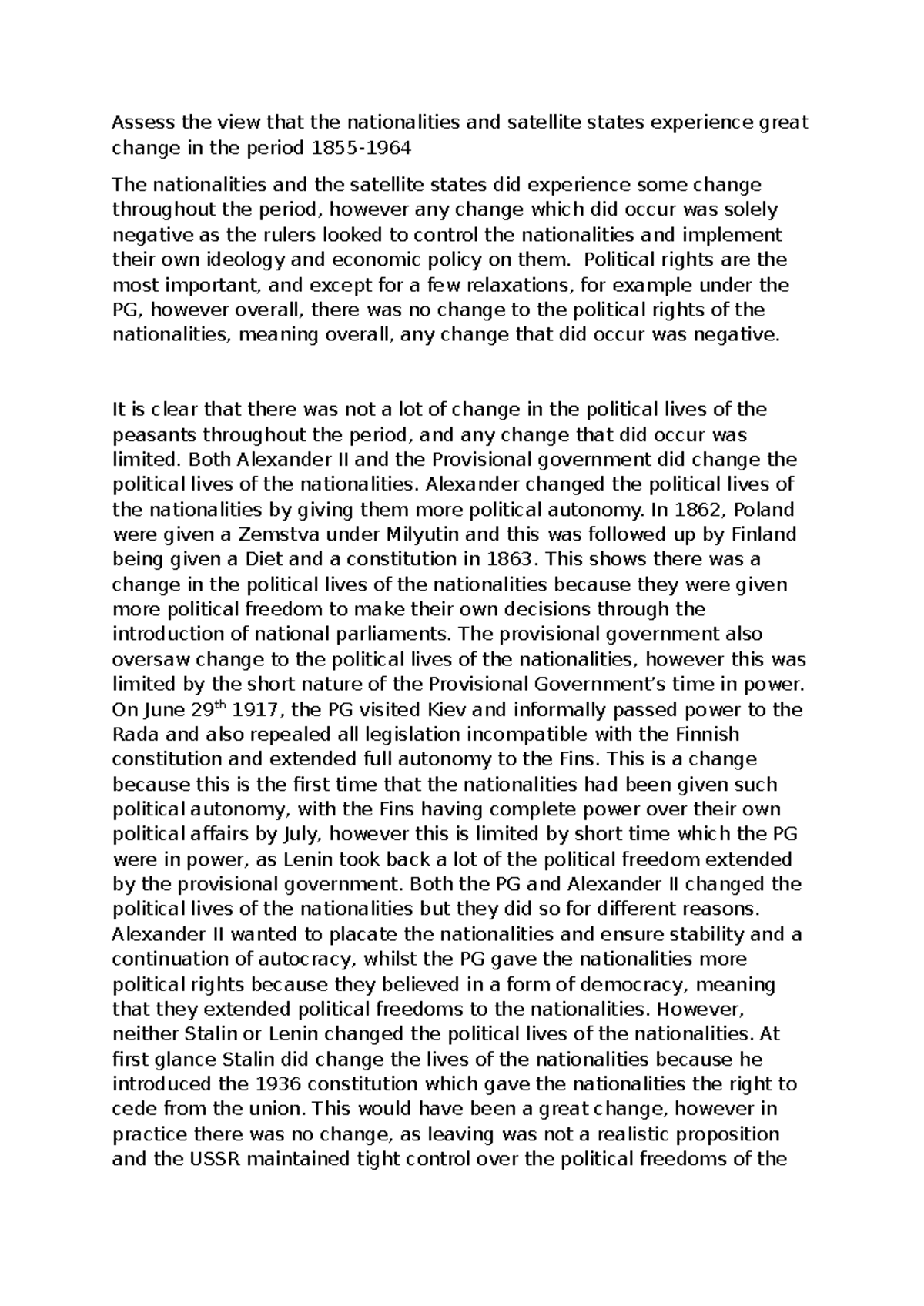 Nationalities change essay - Assess the view that the nationalities and ...