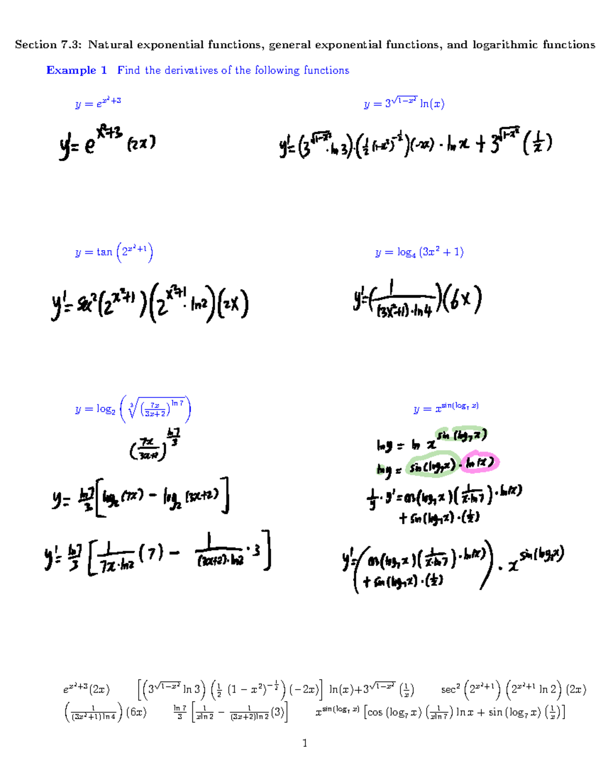NaturalExponentialFunctionsAndGenExpLog - Section 7: Natural ...