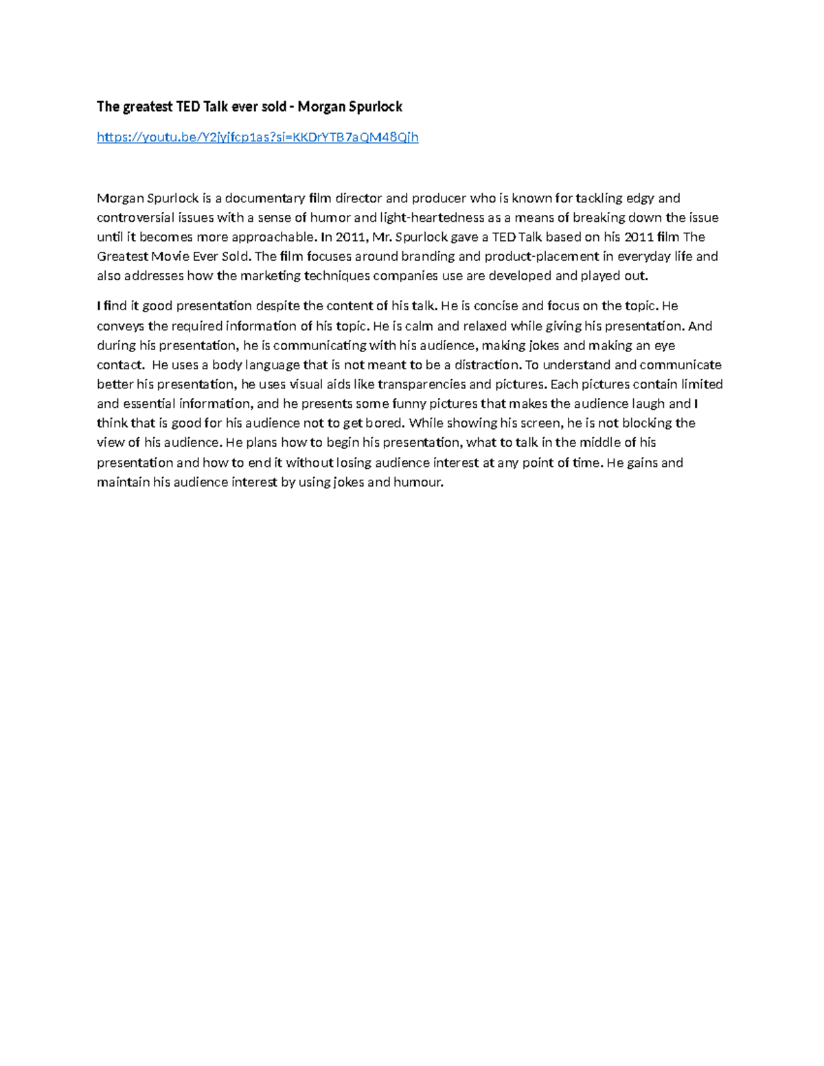 Hybrid Quiz 5 - Good Presentation - The greatest TED Talk ever sold ...