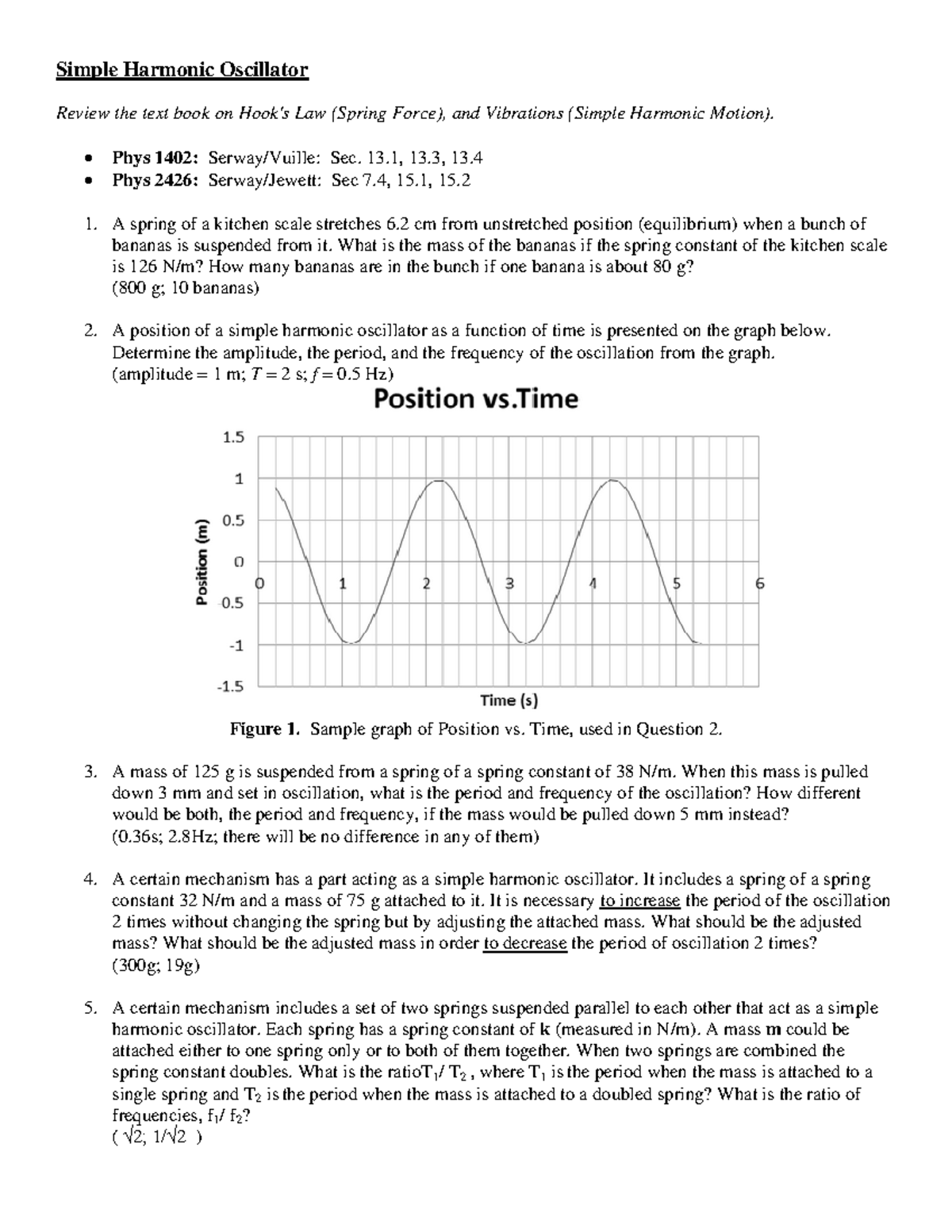 09 Practice - Simple Harmonic Oscillator - Simple Harmonic Oscillator ...