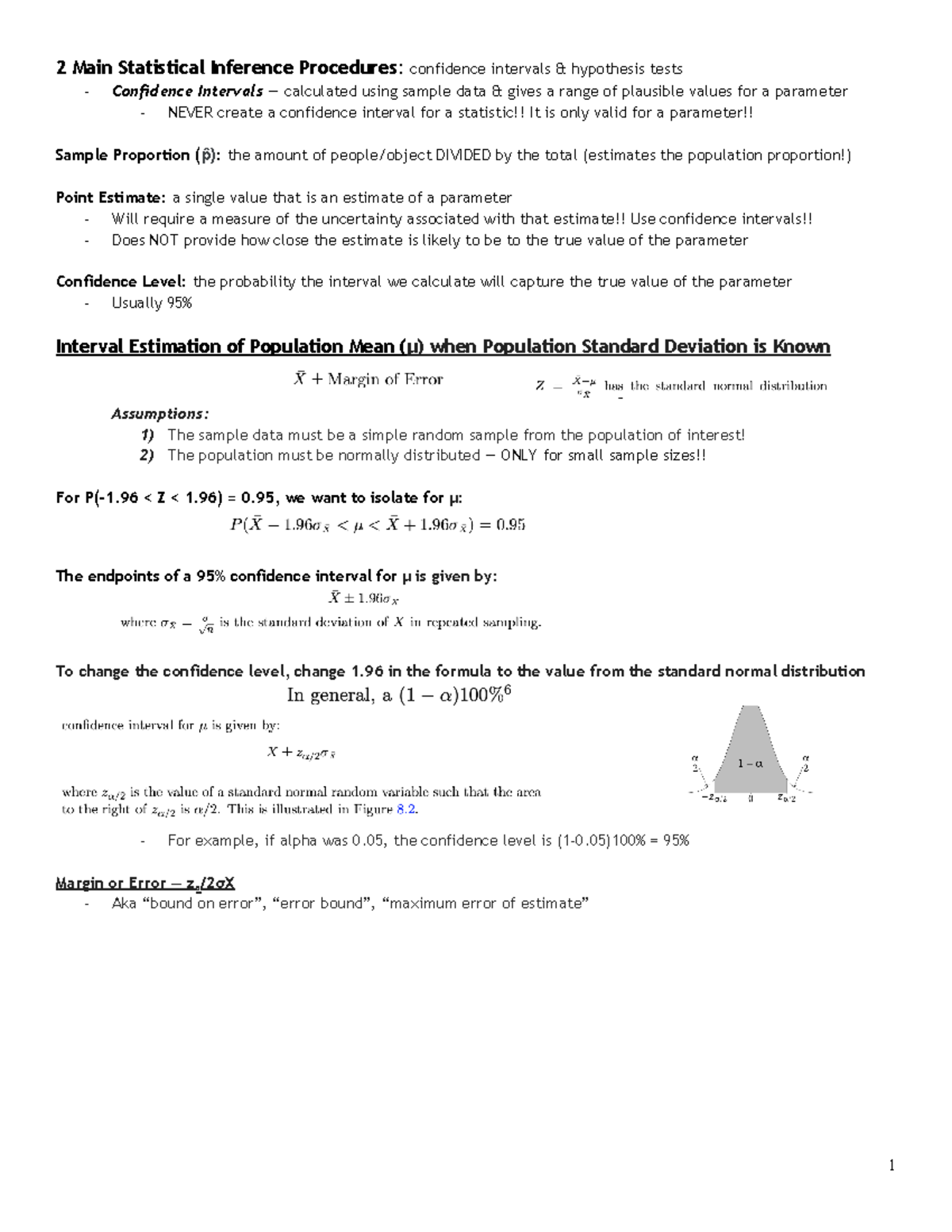 Chapter 8: Confidence Intervals - 2 Main Statistical Inference ...
