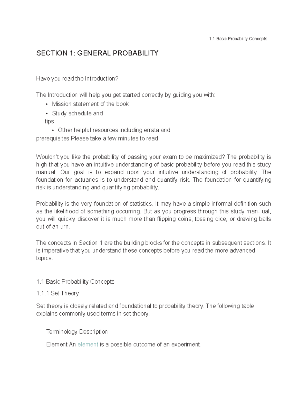 1.1 Basic Prob Concepts - 1 Basic Probability Concepts SECTION 1 ...