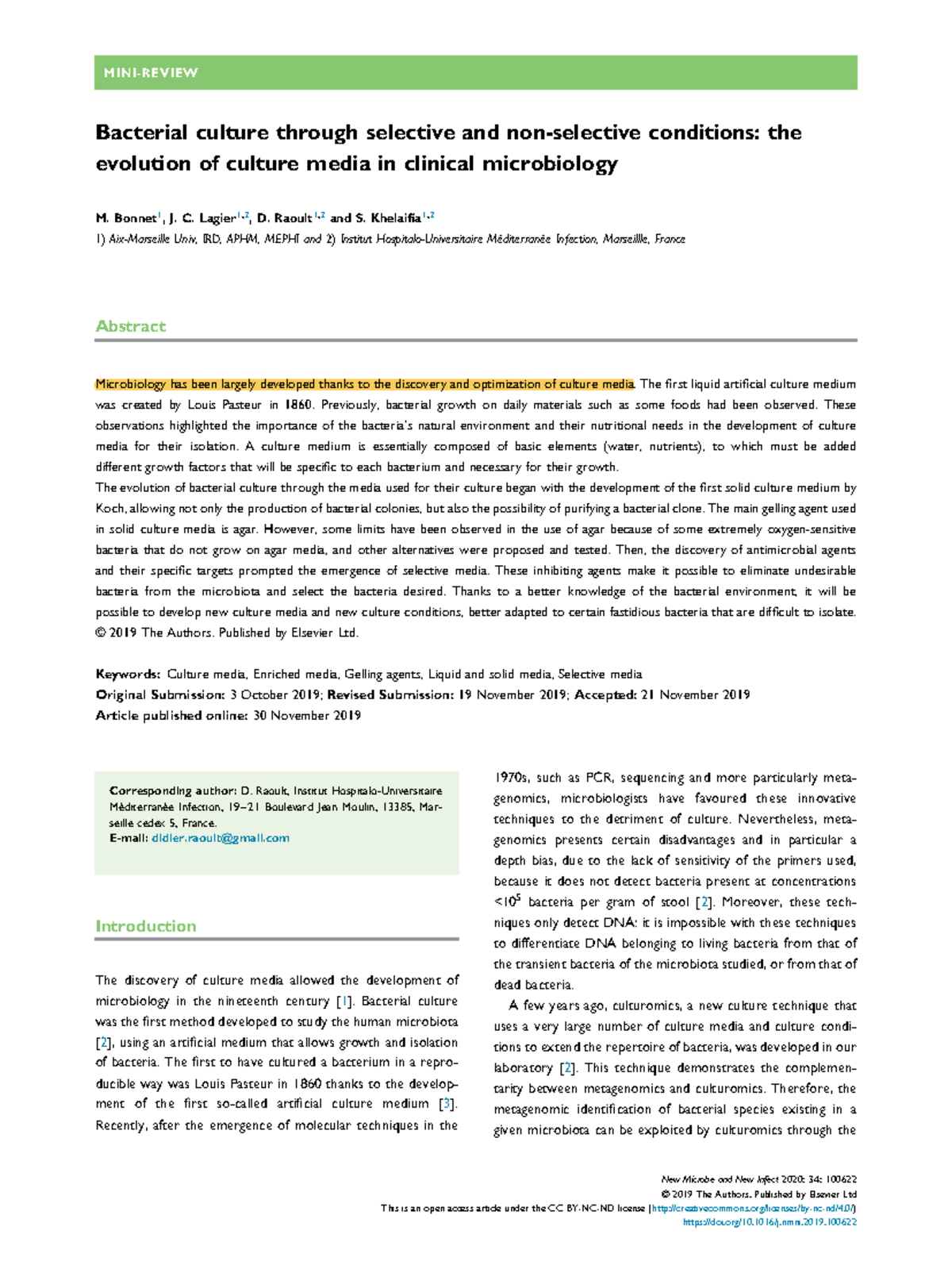 Article 1 Microbio Report 1 - MINI-REVIEW Bacterial culture through ...