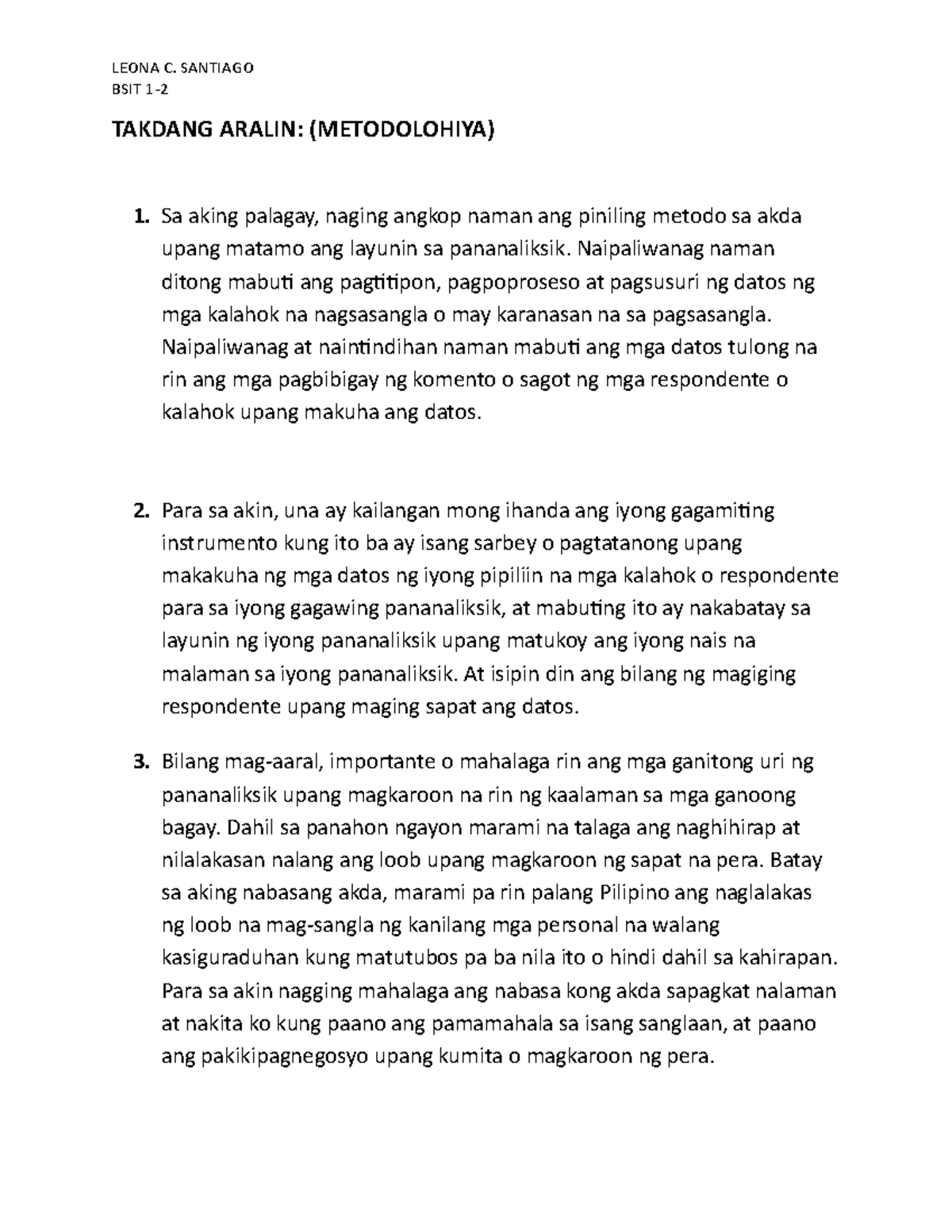 Takdang Aralin - Many to mention - LEONA C. SANTIAGO BSIT 1- TAKDANG ...