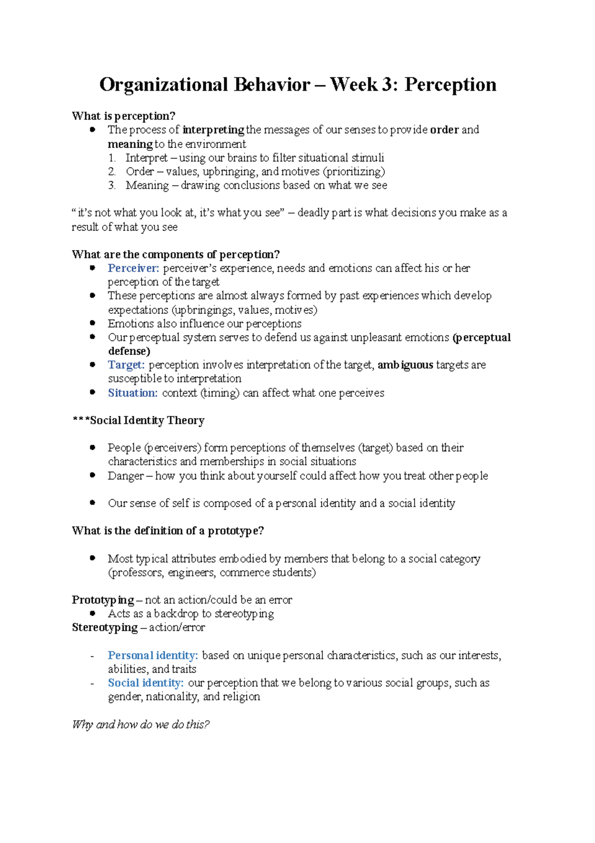 OB Week 3 Perception - Dr McAteer Lecture Notes Fall 2022 ...