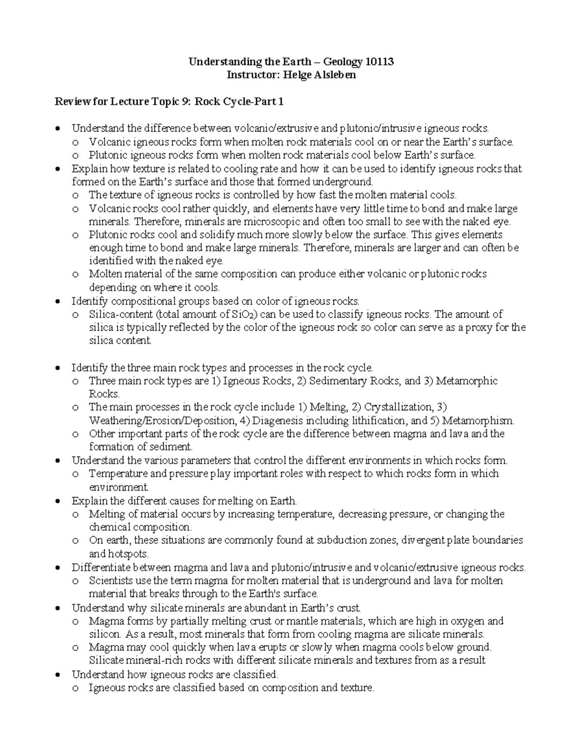 Exam 2 Review - Geology - Understanding the Earth – Geology 10113 ...