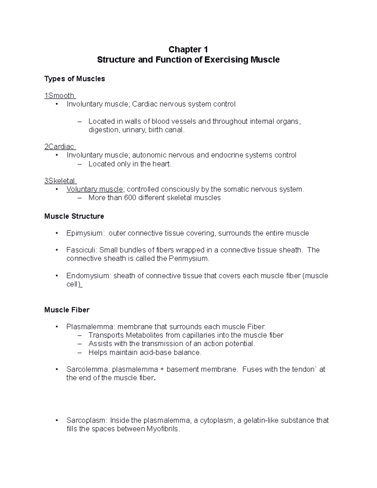 Chapter 1 Notes EDUPAES 693.23 - Chapter 1 Structure and Function of ...