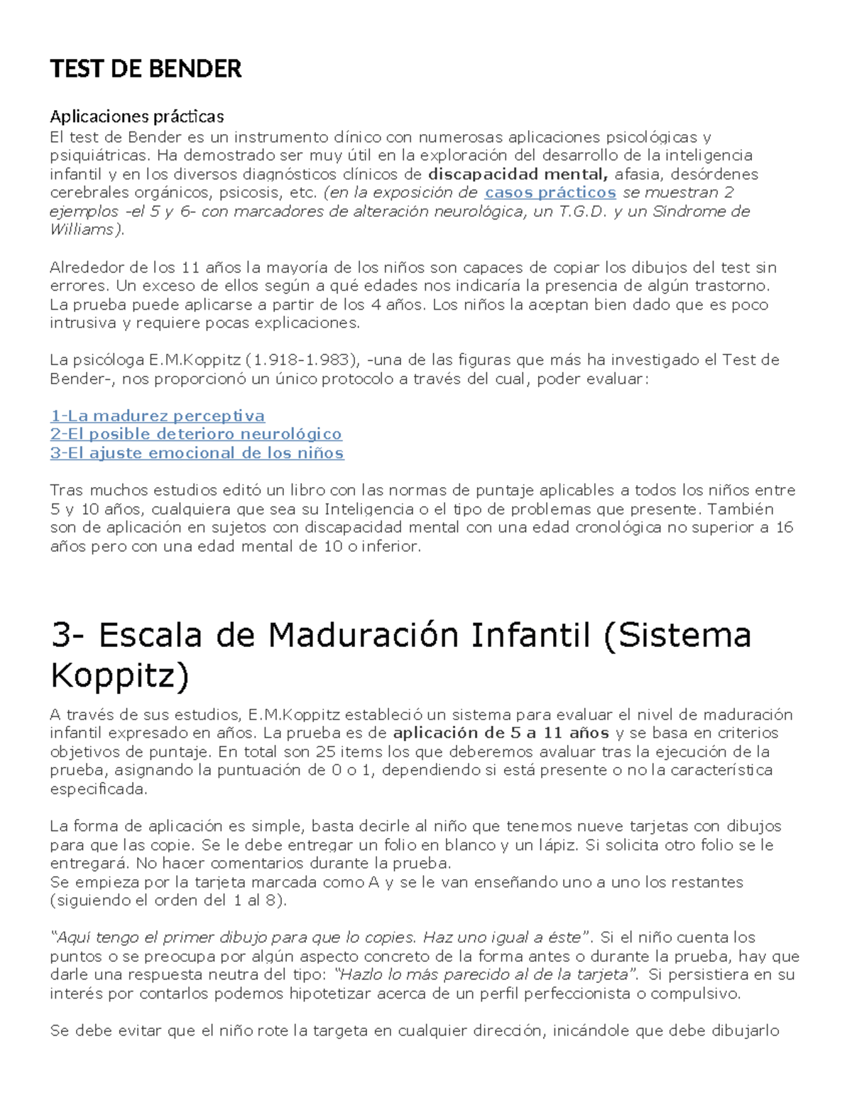 TEST DE Bender - TEST DE BENDER Aplicaciones prácticas El test de ...