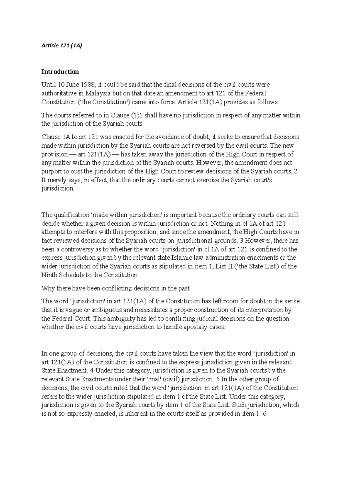 Article 121 - Lecture notes L1 - Article 121 (1A) Introduction Until 10 ...
