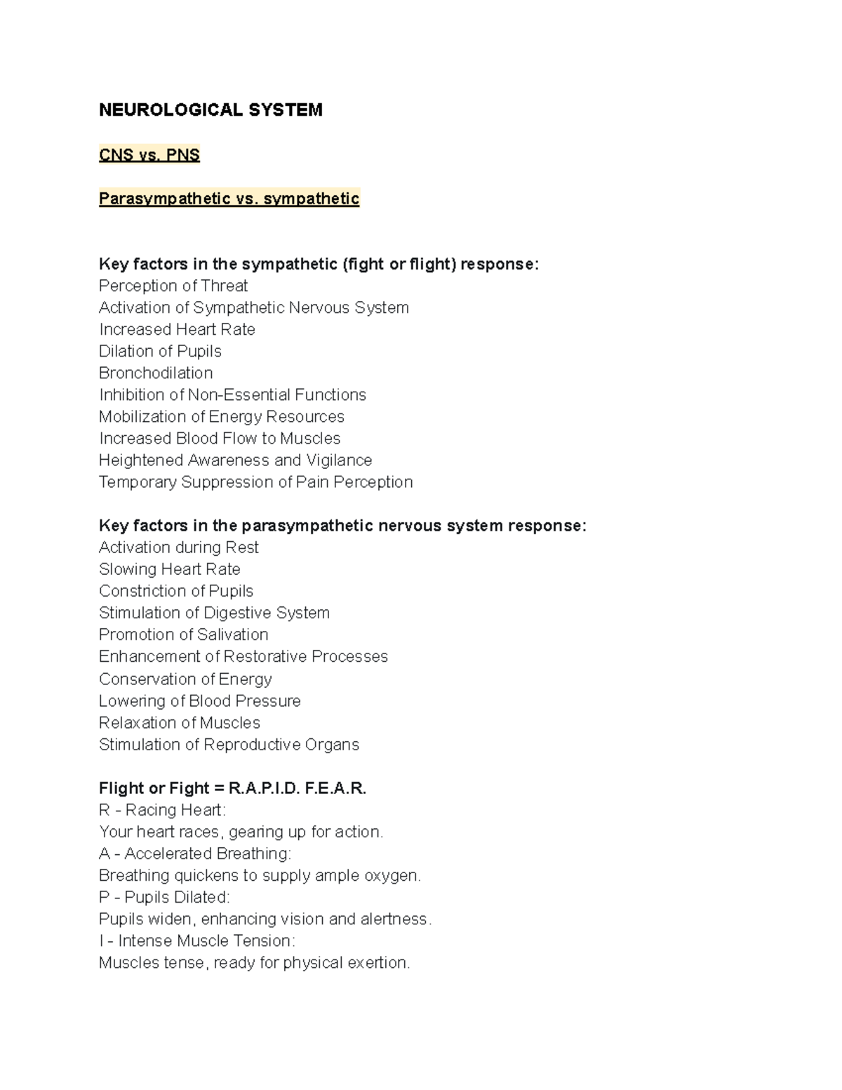 Neurological and endocrine system in class notes - NEUROLOGICAL SYSTEM ...