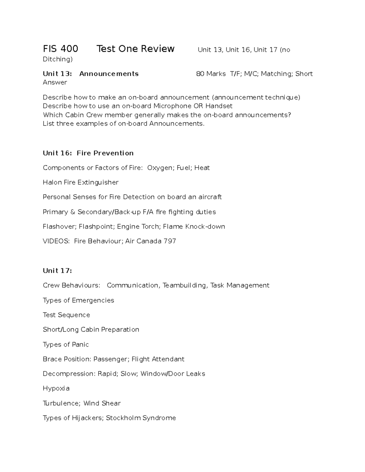FIS 400 Test One Review - Test overview the structure and the questions ...