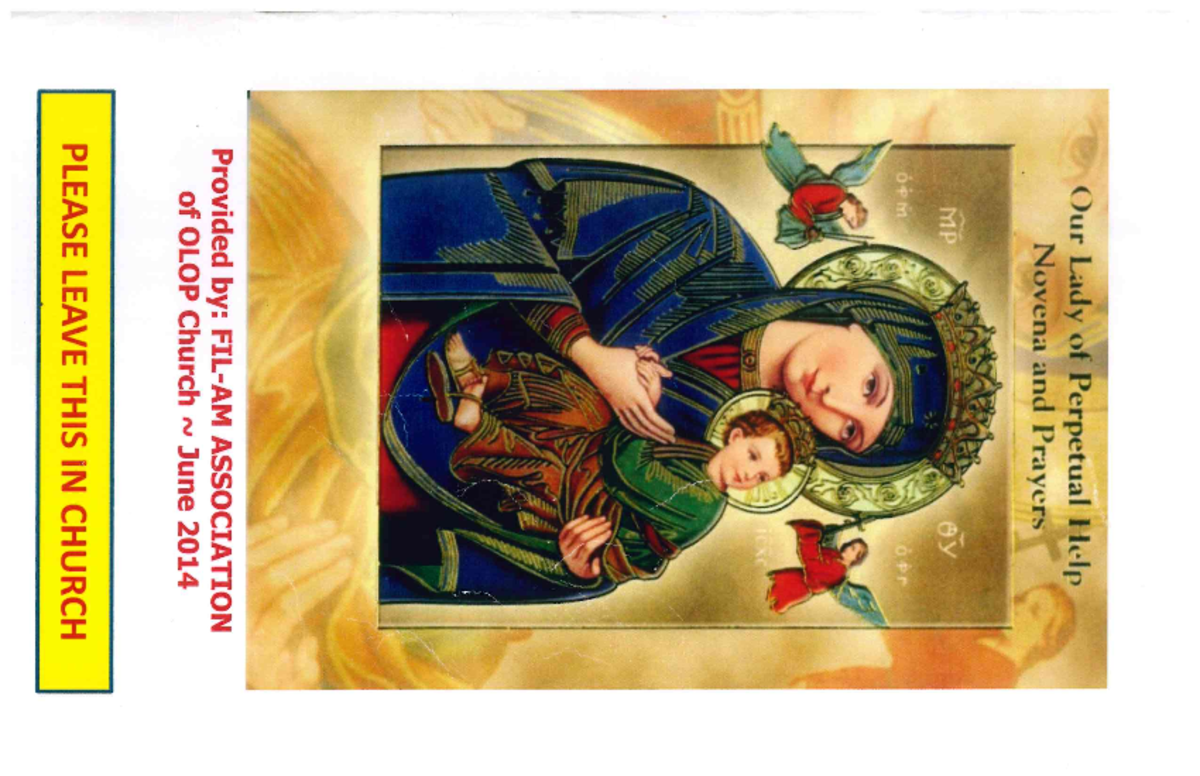 Our Lady of Perpetual Help Novena and Prayers - Art Appreciation - Studocu