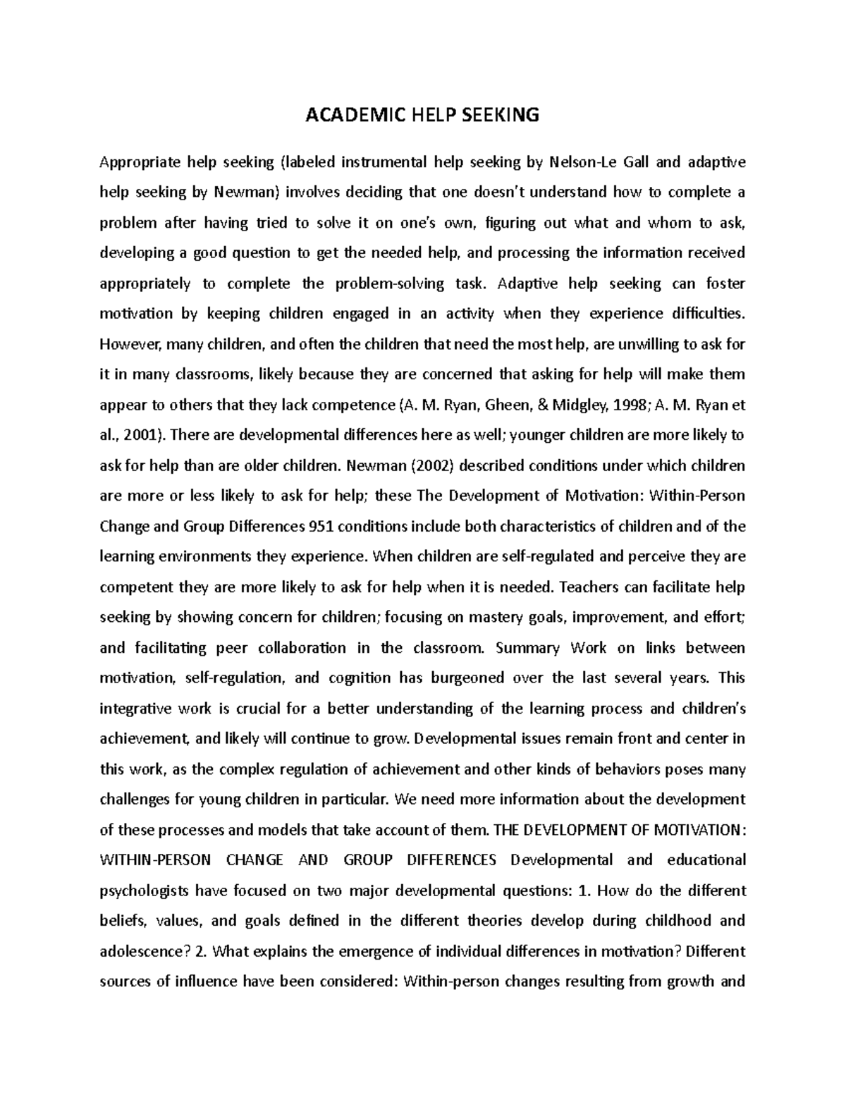 Academic Help Seeking - ACADEMIC HELP SEEKING Appropriate help seeking ...