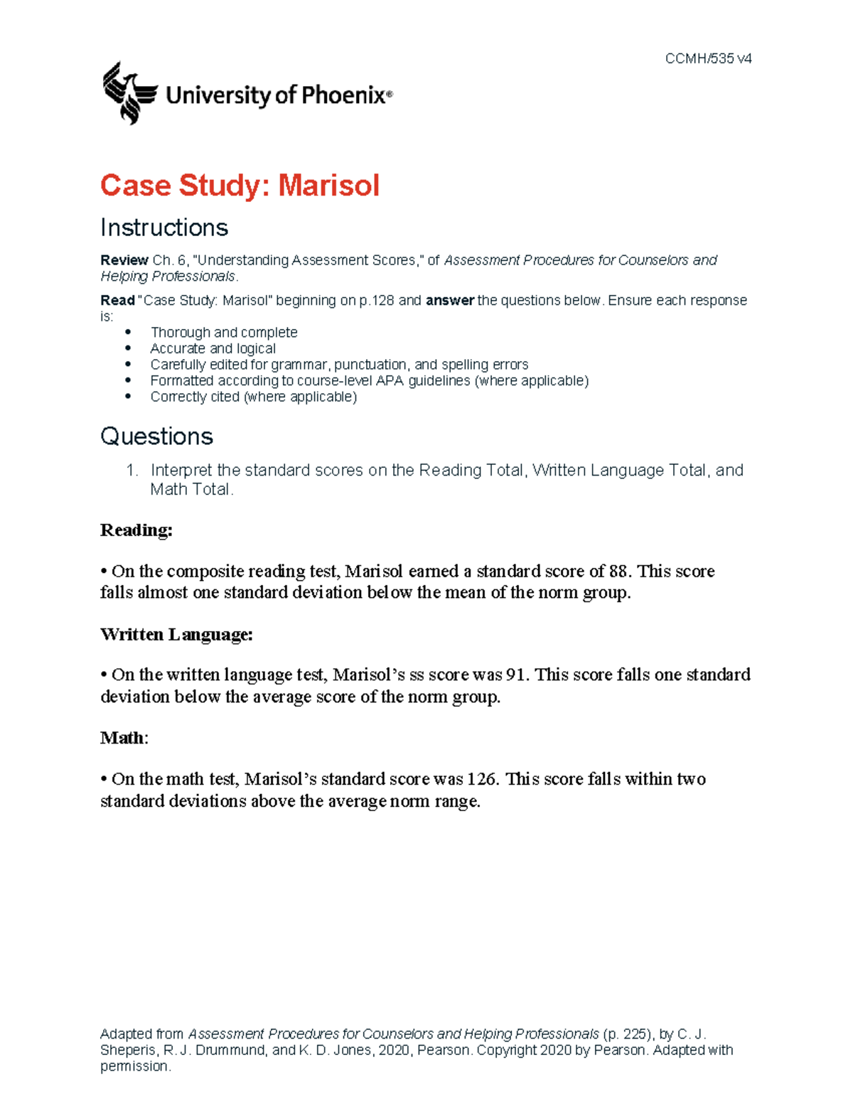 Franckowiak, Debra ccmh535 v4 wk3 case study marisol - CCMH/535 v Case Study: Marisol ...