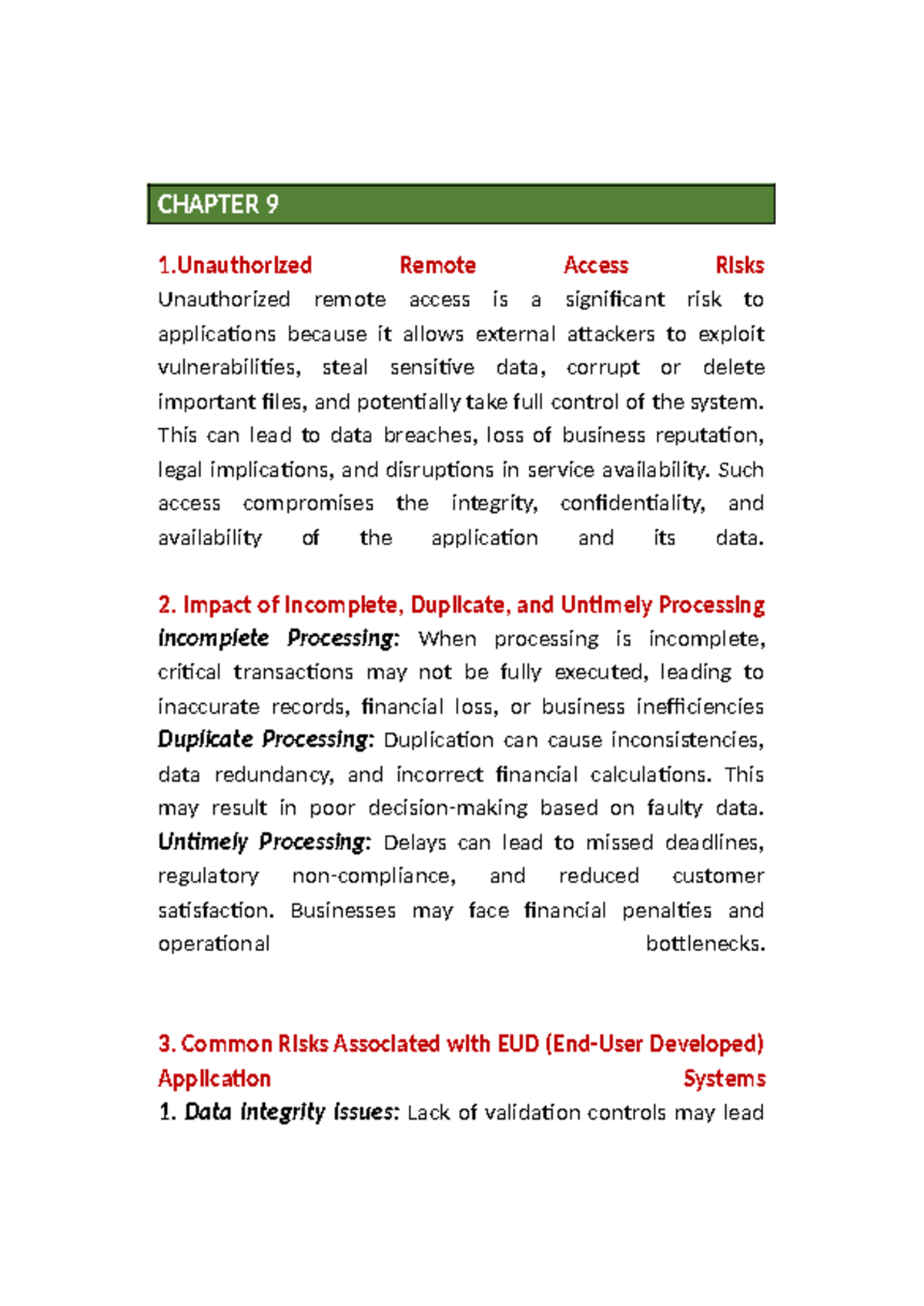 CIS Exercises - CHAPTER 9 1 Remote Access Risks Unauthorized remote access is a significant risk ...