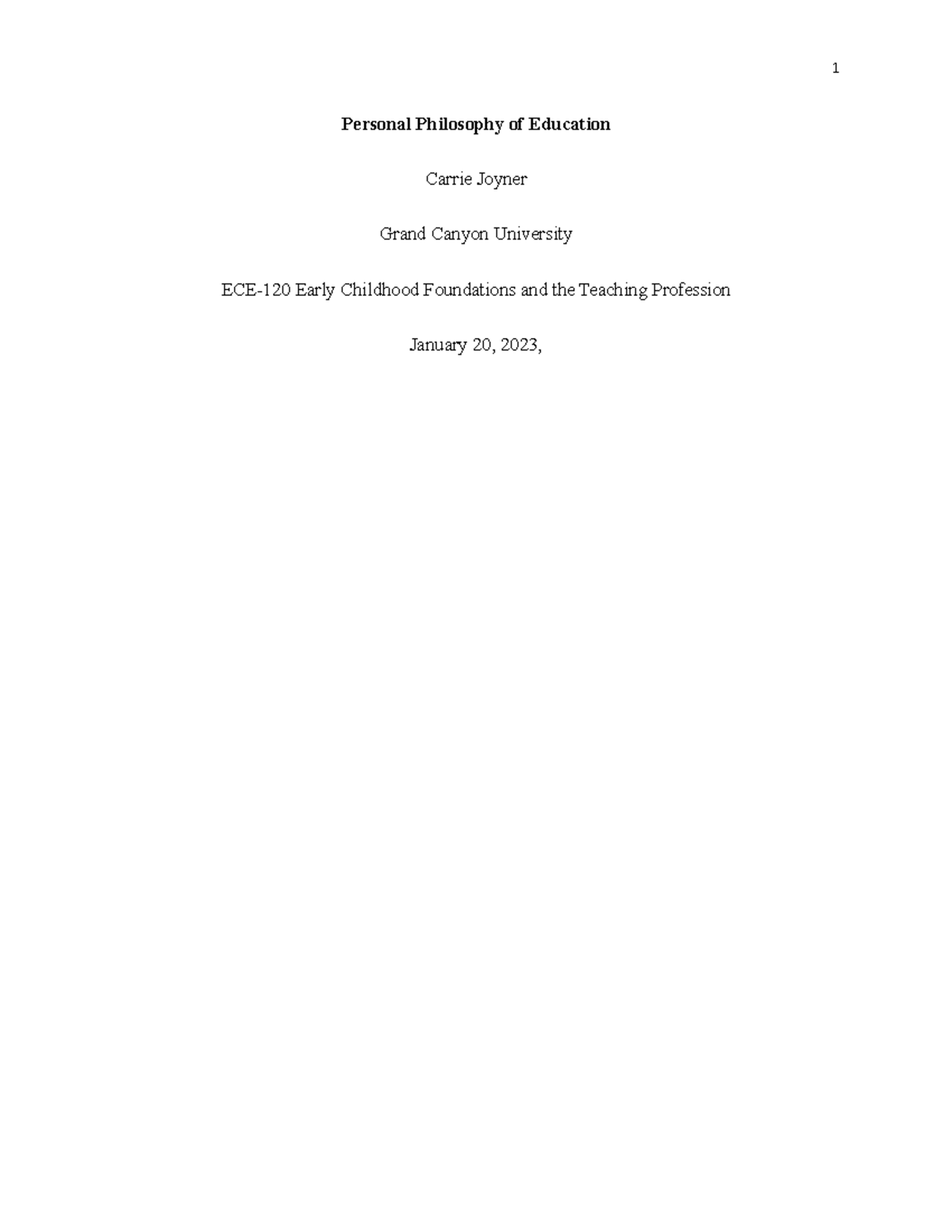 Personal Philosophy of Education By Carrie Joyner - Personal Philosophy ...