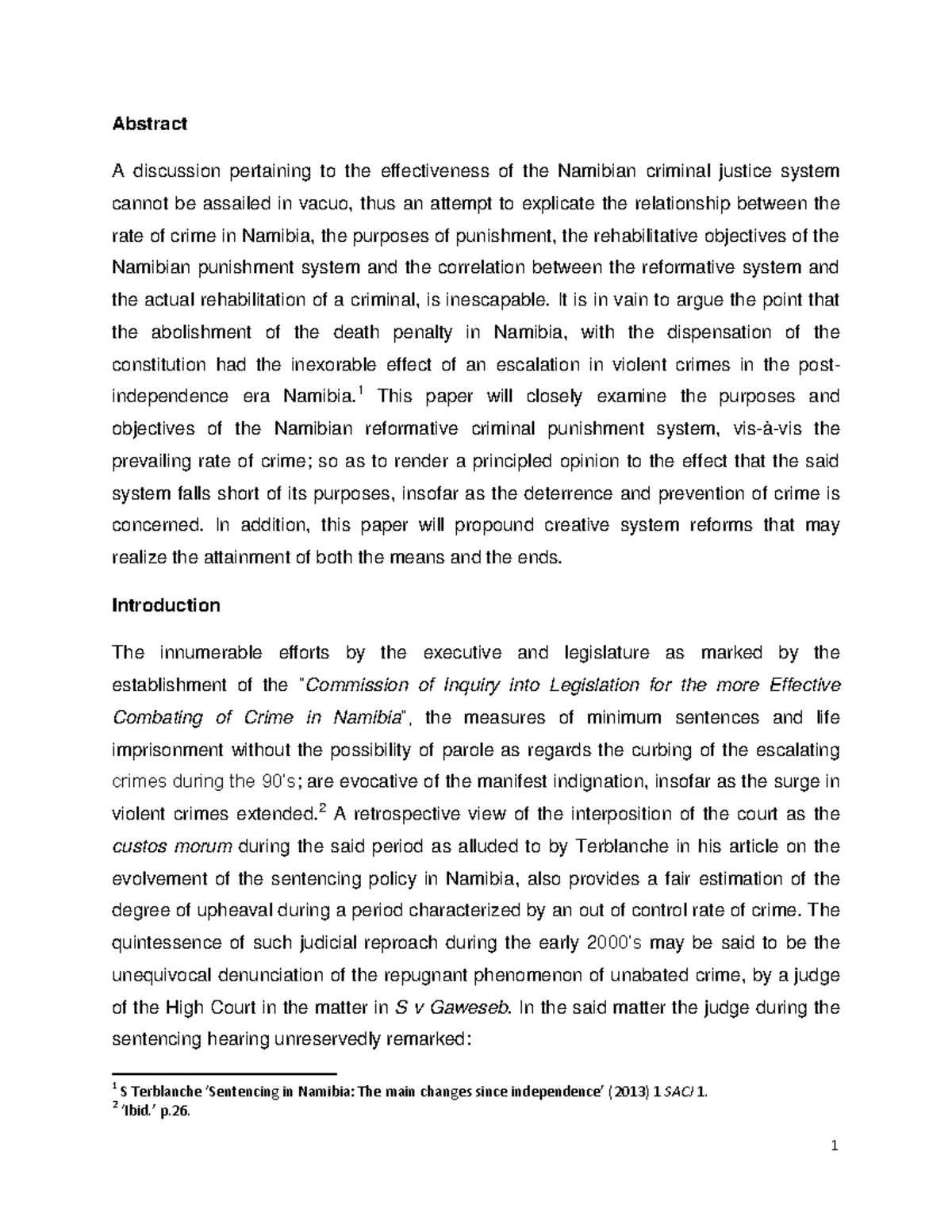 Namibian Criminal Justice System 17062024 - Abstract A discussion ...