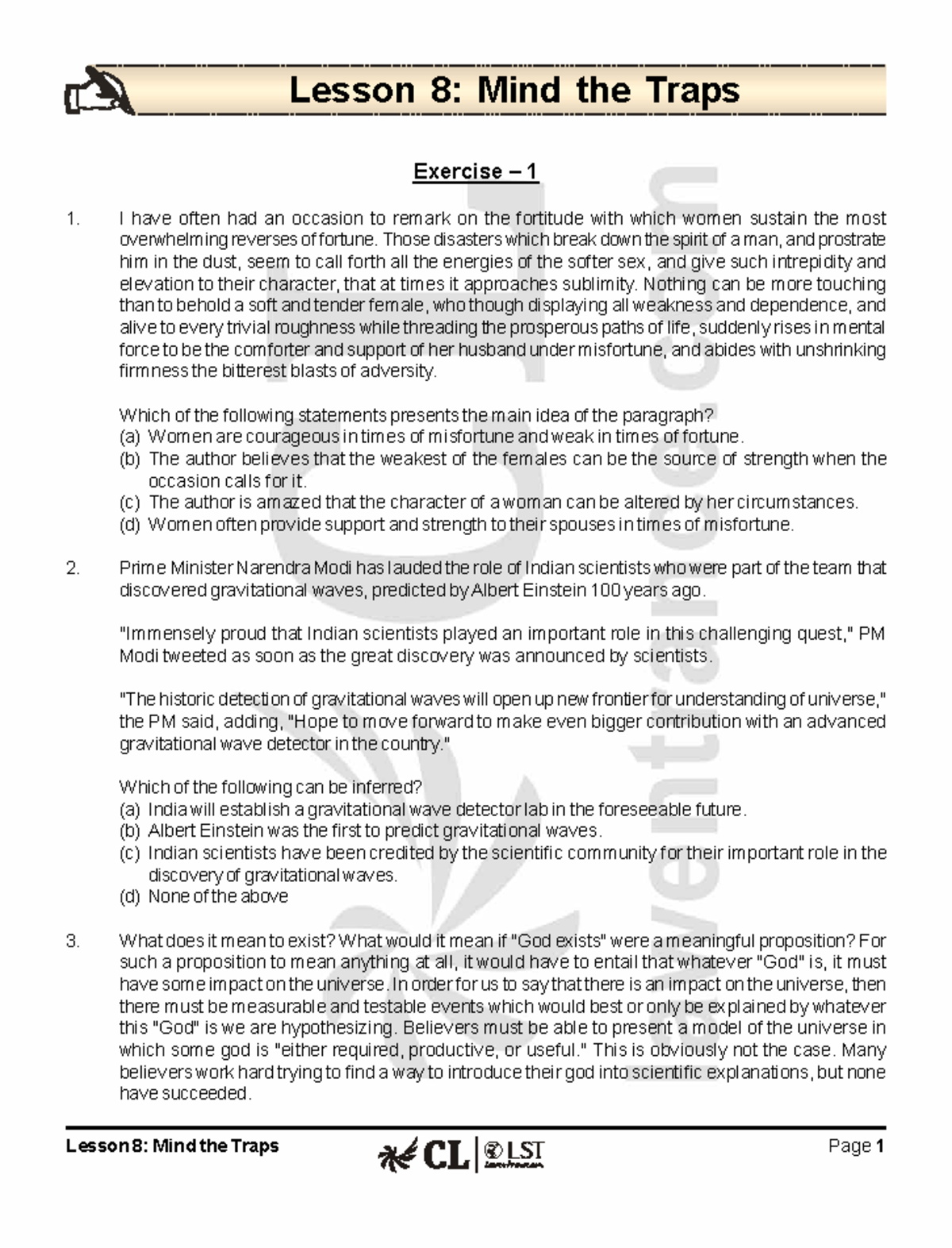 7227 Mindthetrap - sheet - Lesson 8: Mind the Traps Page 1 Lesson 8 ...