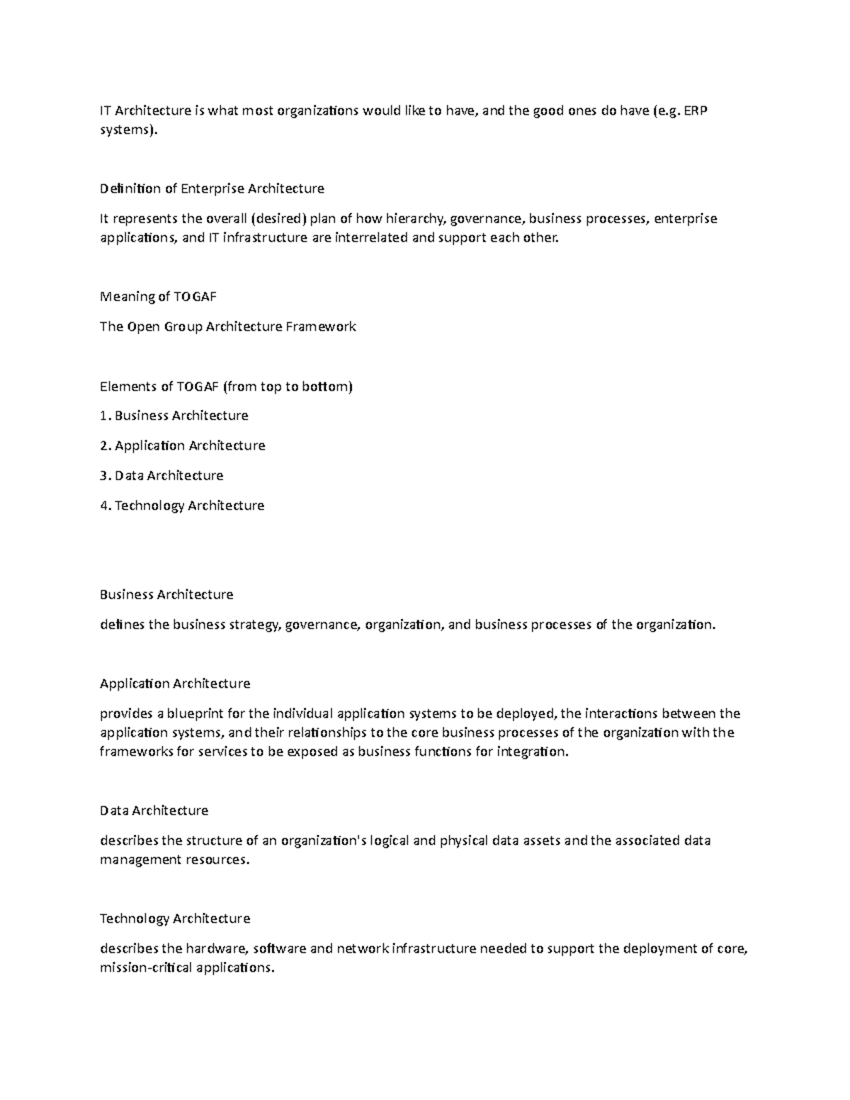 Information Systems ISM 3011 lecture notes 2 - IT Architecture is what ...