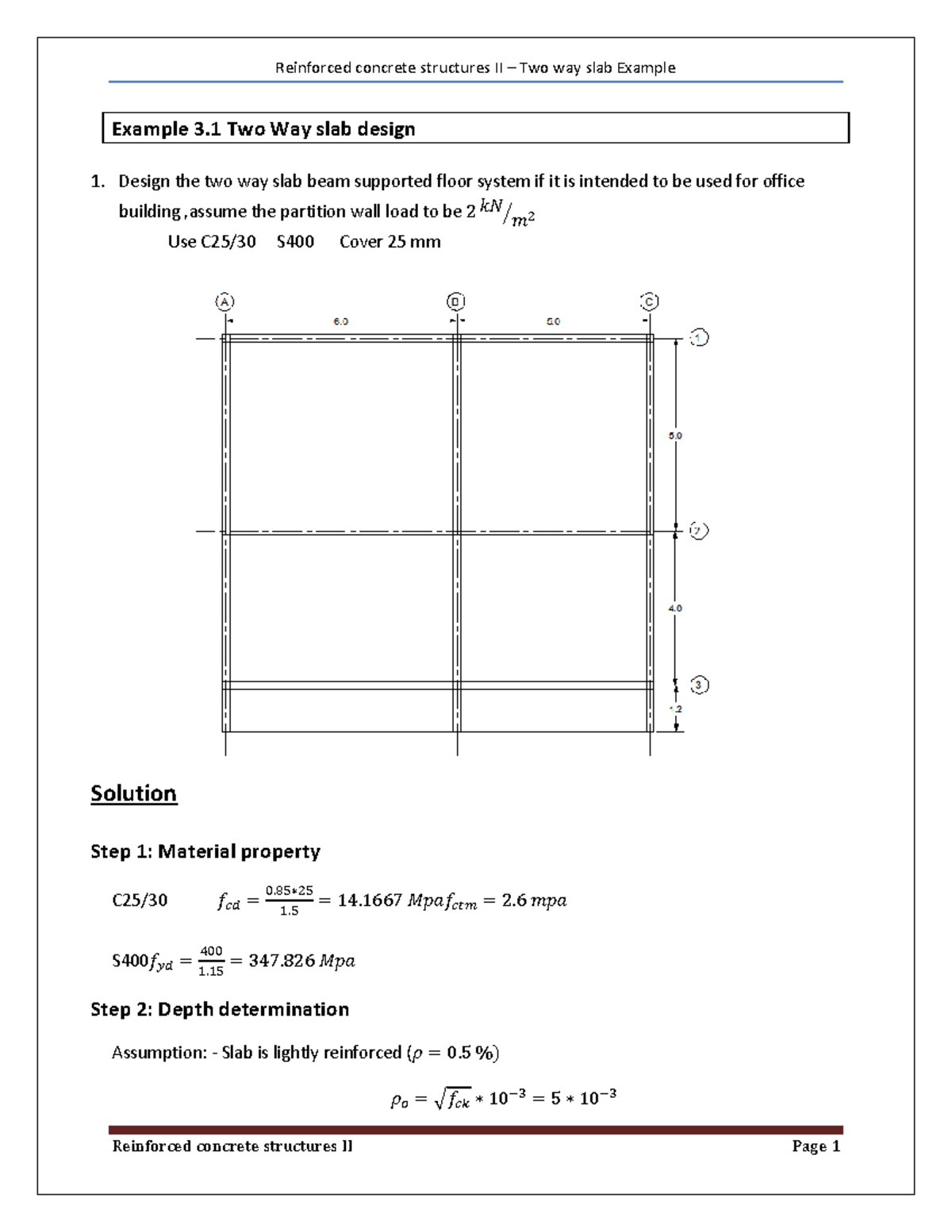 RC II Chapter-3-example-1 - Example 3 Two Way slab design 1. Design the ...