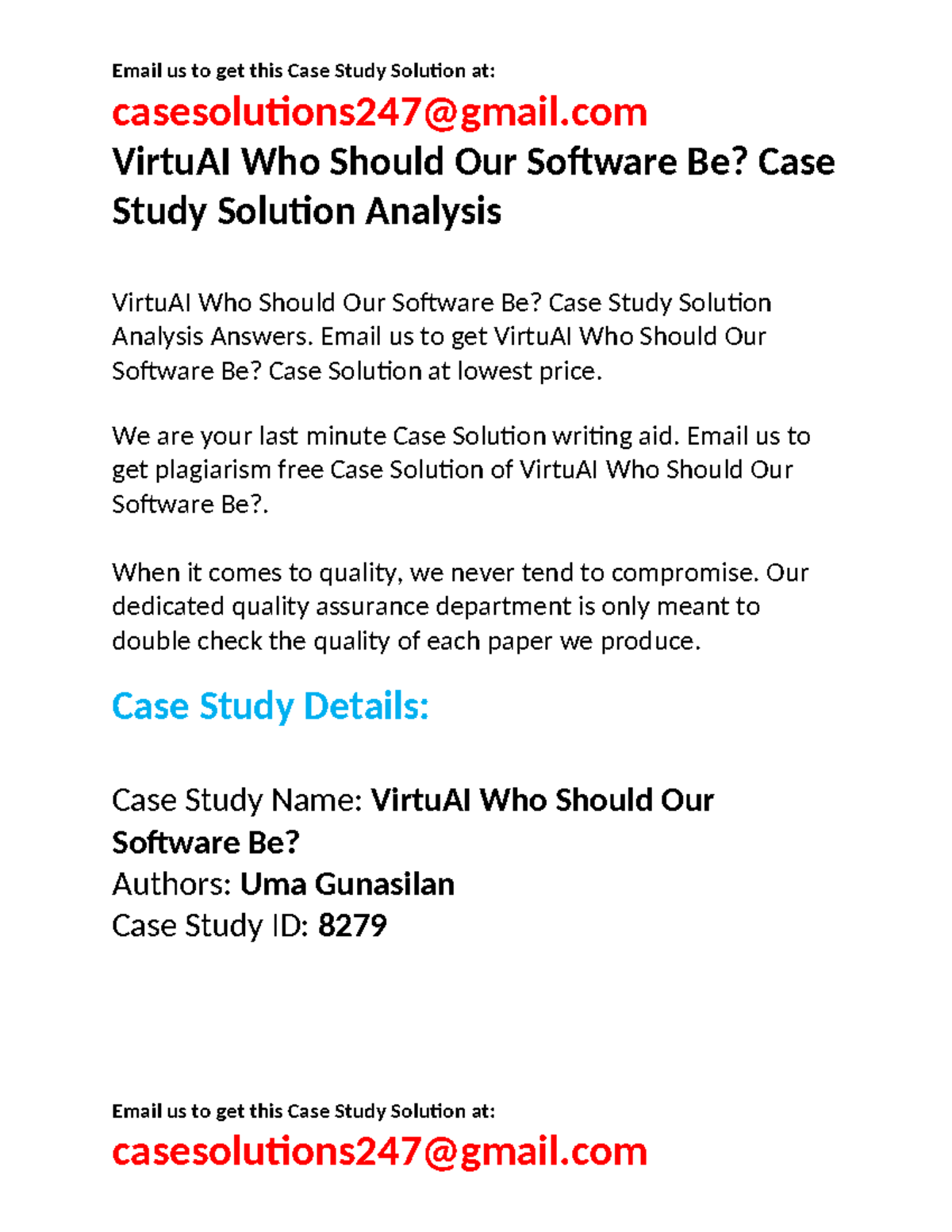 Case Solution VirtuAI Who Should Our Software Be - Email us to get this ...