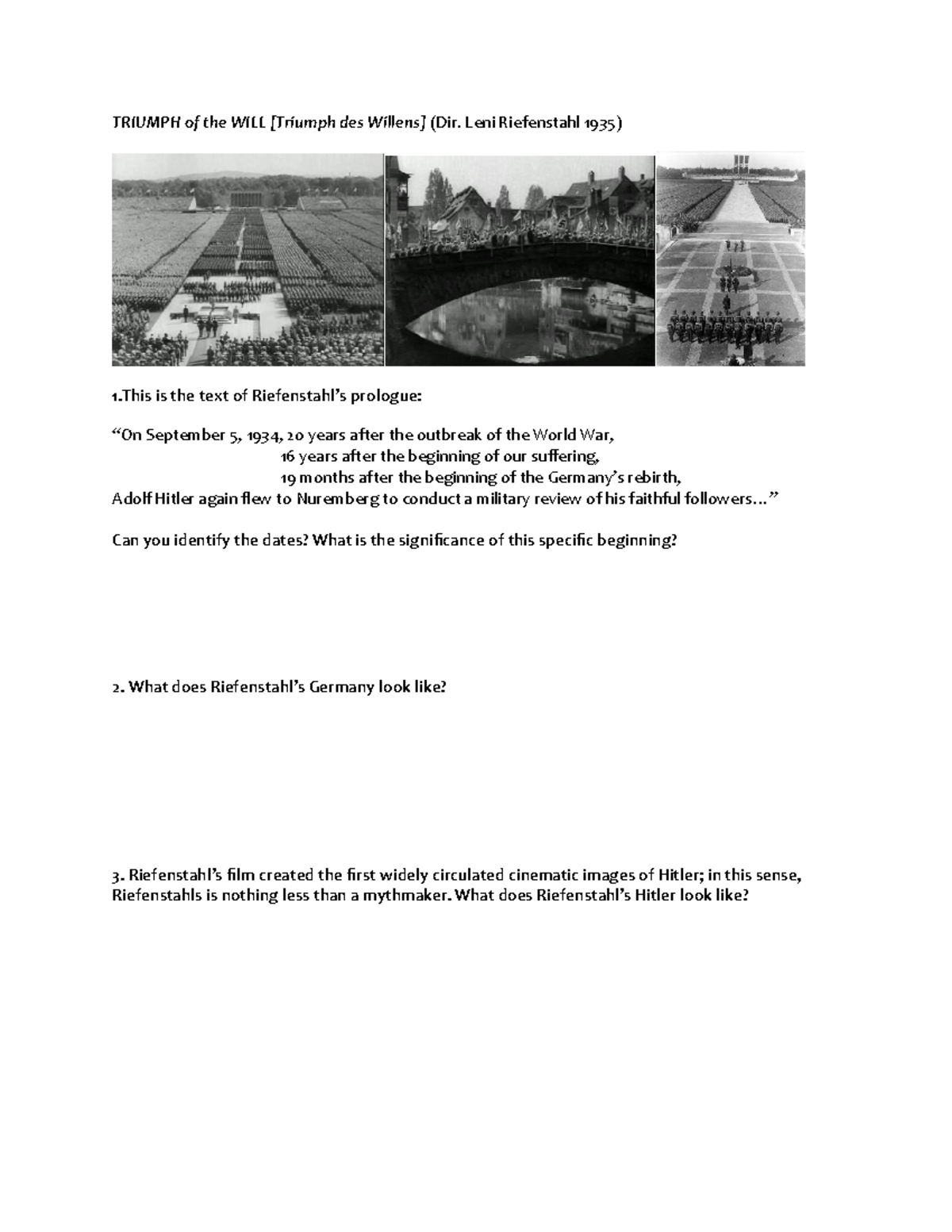 Triumph Handout STS - TRIUMPH of the WILL [Triumph des Willens] (Dir ...