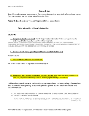 Research Log 1 - ENG 1200 Portfolio 4 Research Log Save this template ...
