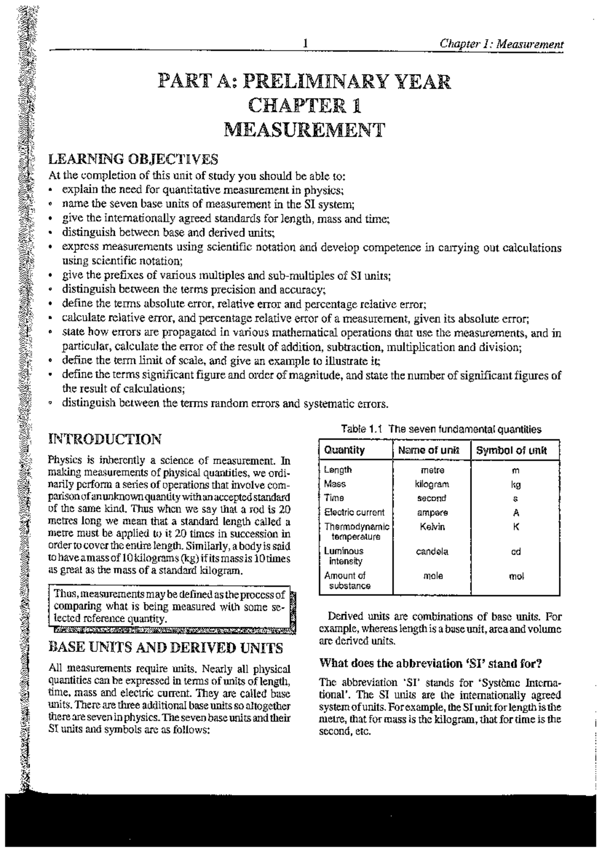 1.6 Measurement Notes - Chapter 1: Measurement PART A: PRELIMINARY YEAR ...