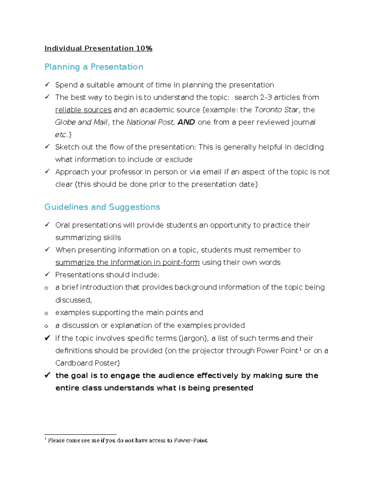 Individual Presentation- Instructions and Rubric - Individual ...