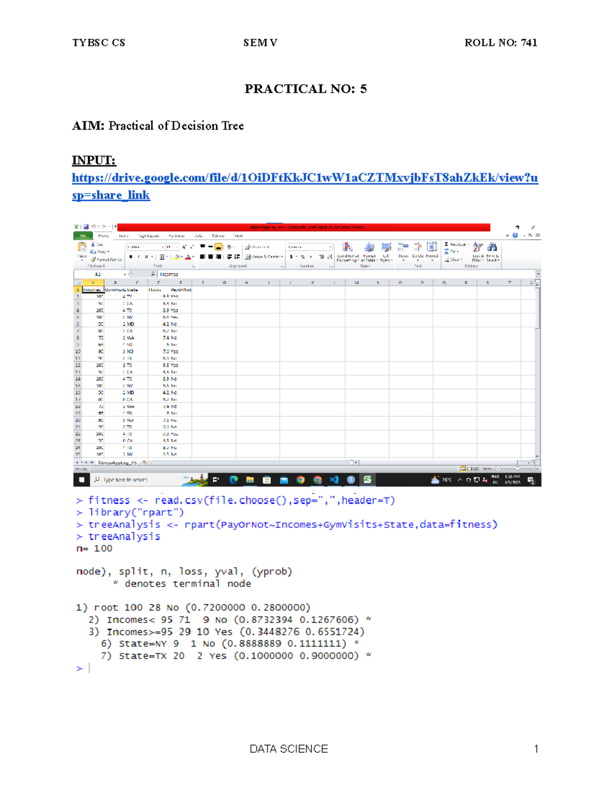 DS 741 P5 merged - data science - Bsc. Computer Science - PRACTICAL NO: 5 AIM: Practical of ...