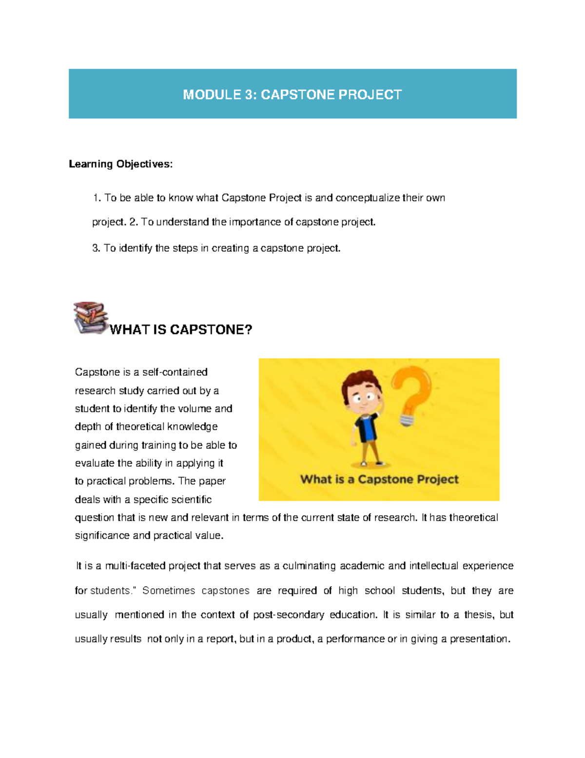 Module 3 - FOR PR1 - MODULE 3: CAPSTONE PROJECT Learning Objectives: To ...