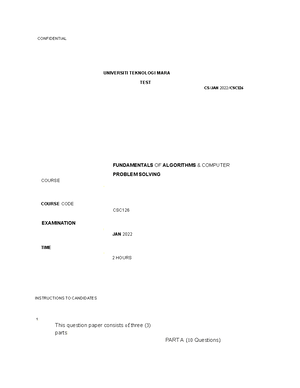 GROUP PROJECT CSC 126 (UITM) - FACULTY OF COMPUTER SCIENCE AND MATHEMATICS UNIVERSITY TEKNOLOGI ...