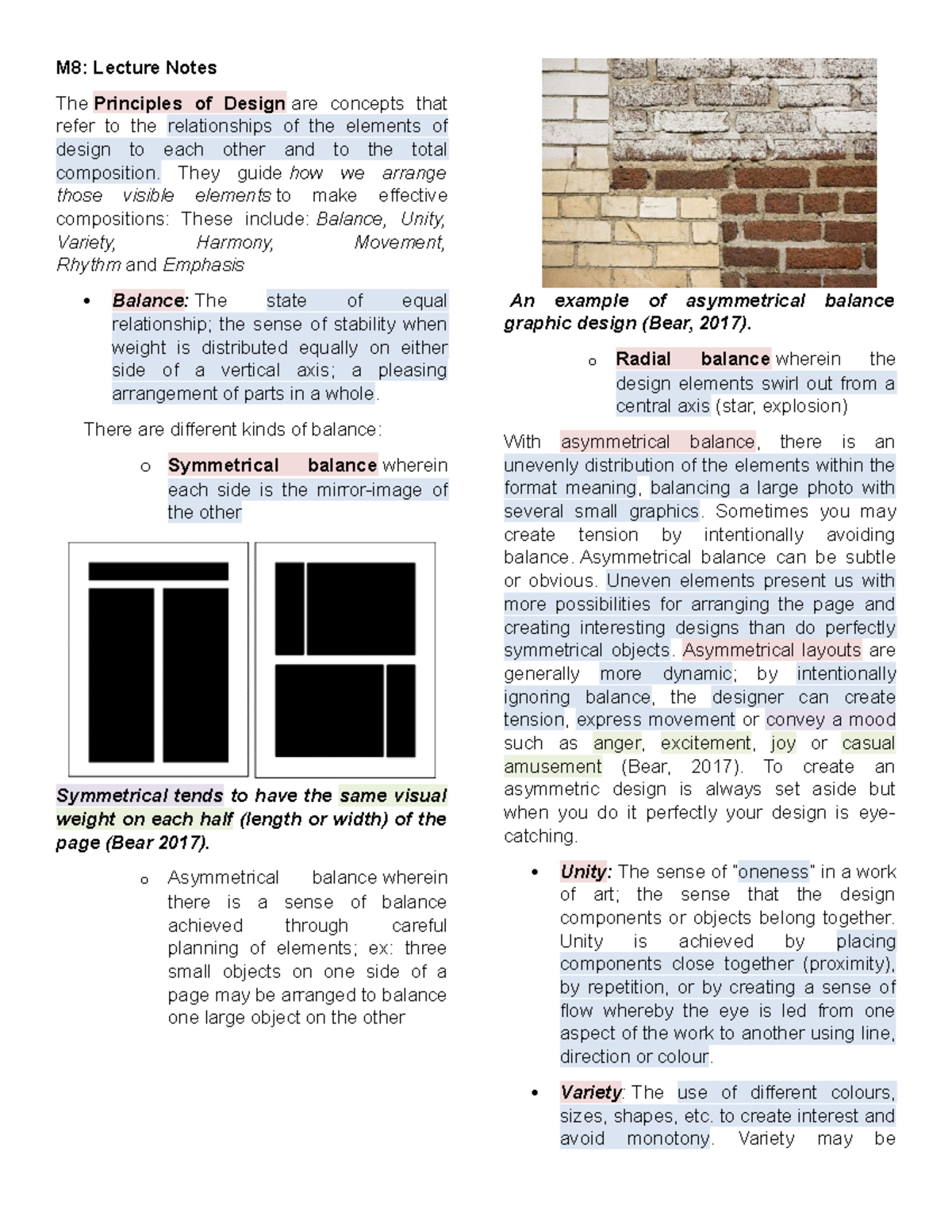 Finals - Art Appreciation - M8: Lecture Notes The Principles of Design ...