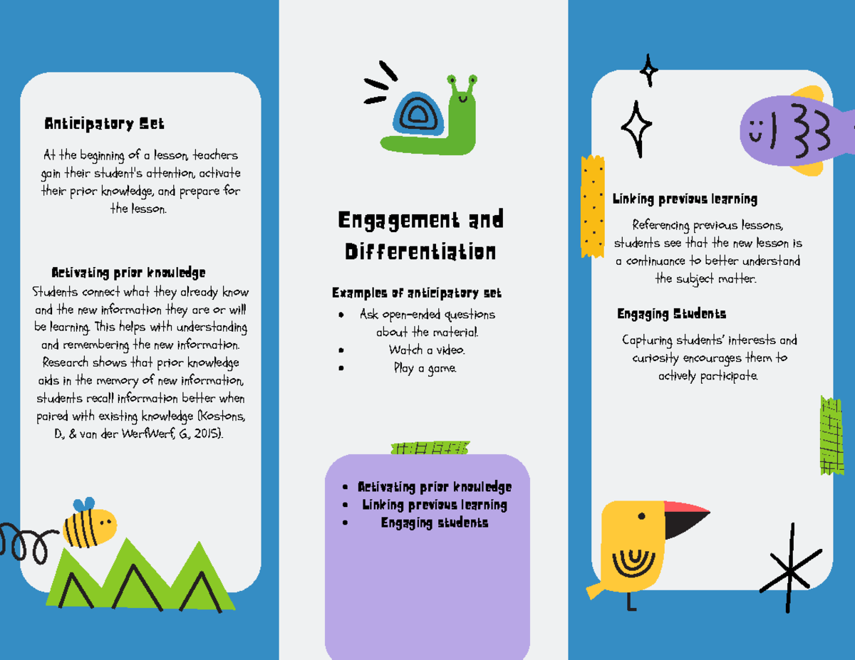 Engagement and Differenti - Engagement and Differentiation Anticipatory Set At the beginning of ...