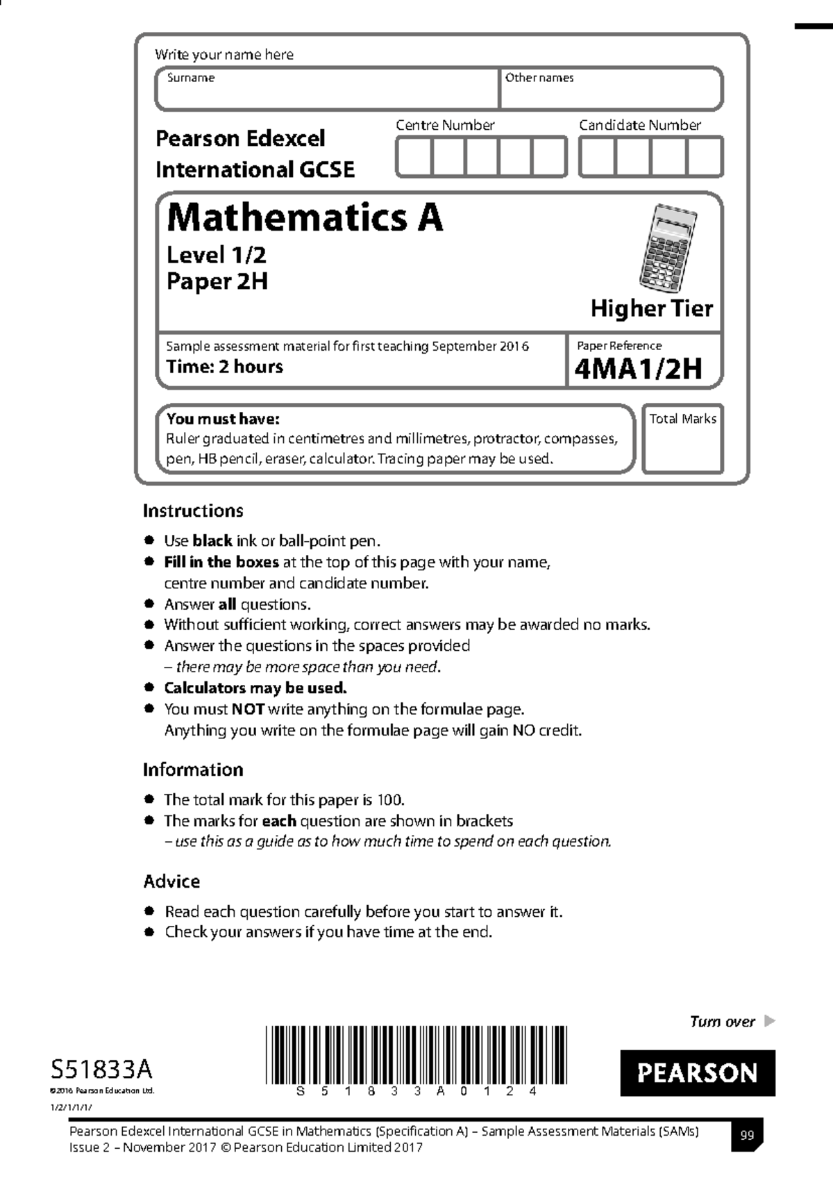 Math pp2 - revision material - Centre Number Candidate Number Write ...