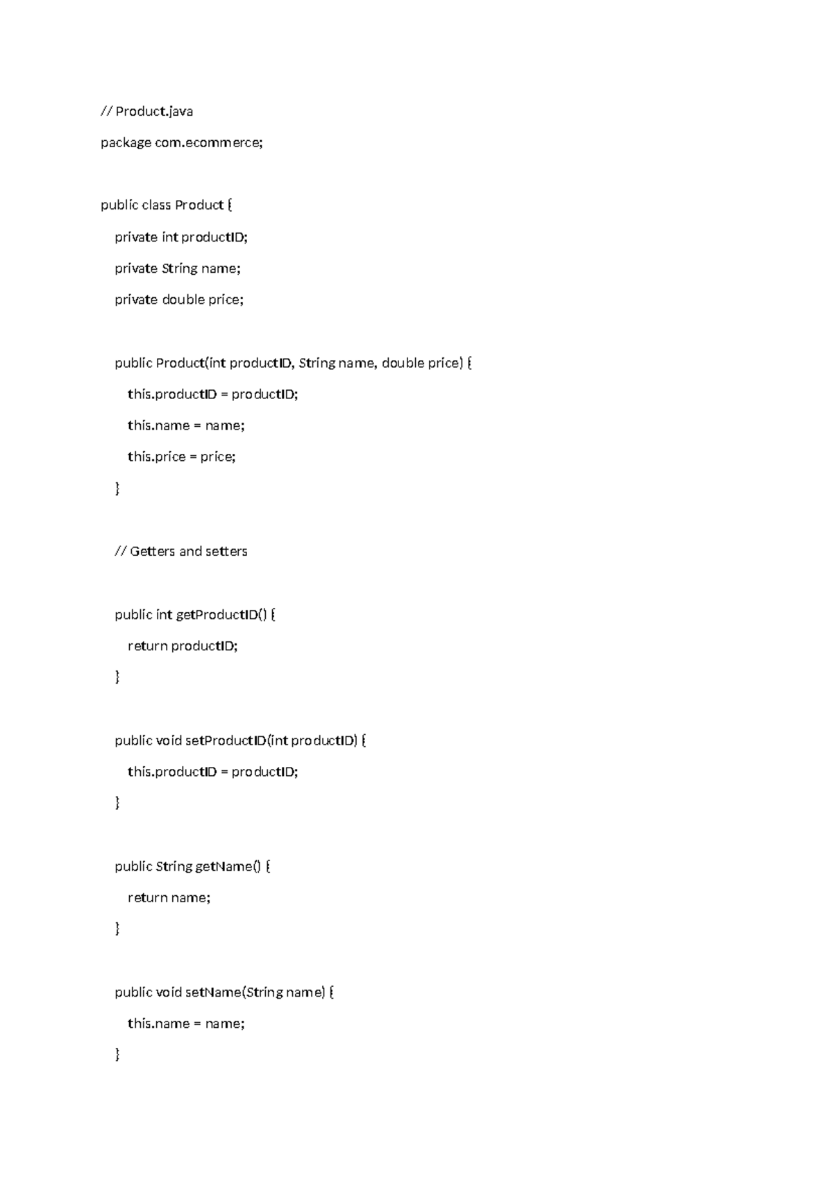 2 Programming Assignment Cs Unit 2 Product Package Com Public Class Product Private Int