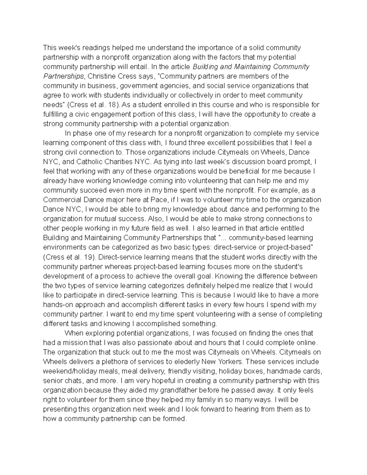 discussion board - This week's readings helped me understand the ...