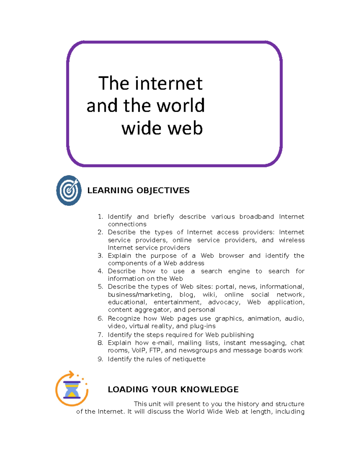 Identify and briefly describe various broadband Internet connections ...