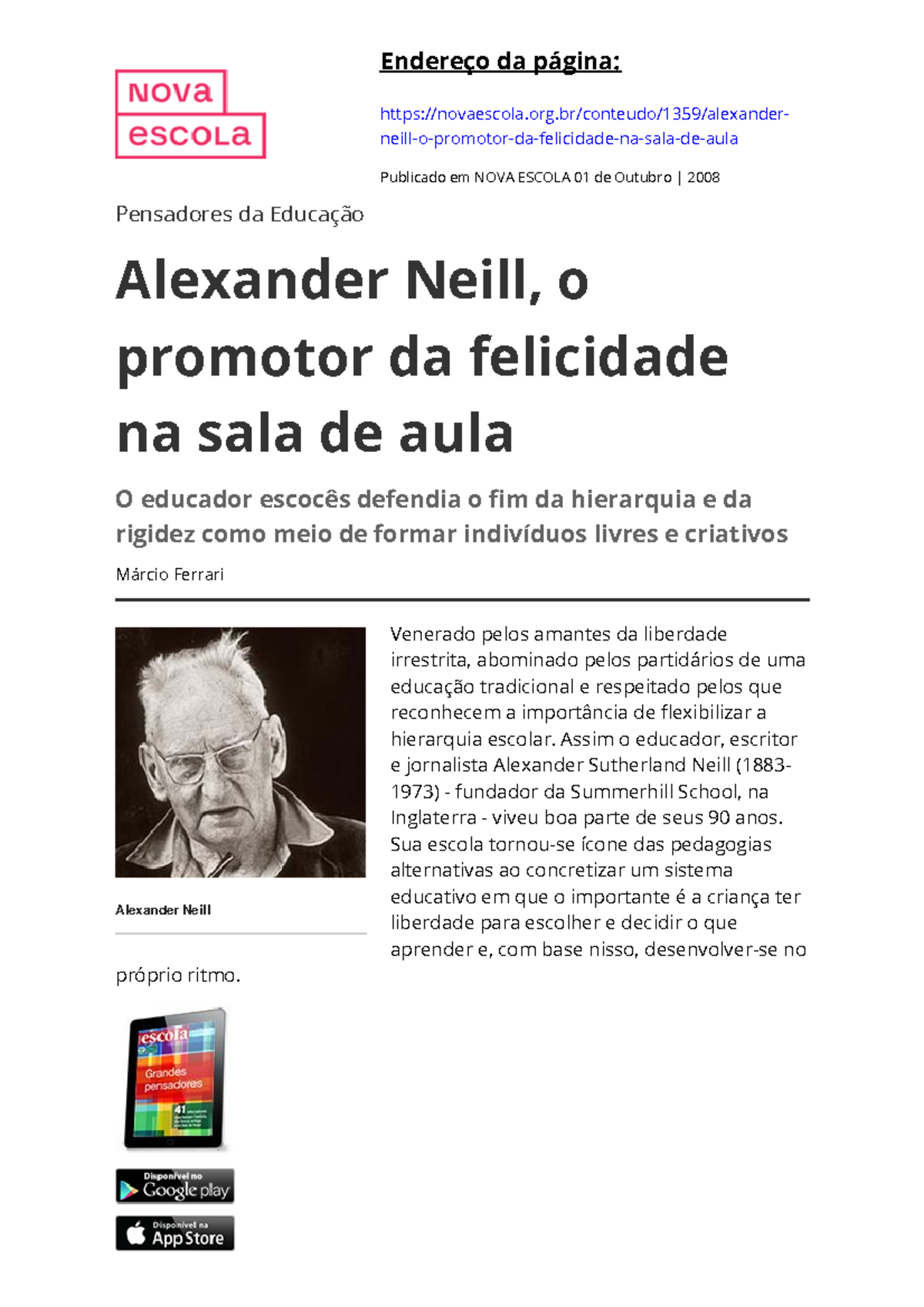 Alexander neill - Alexander Neill Endereço da página: novaescola.org ...